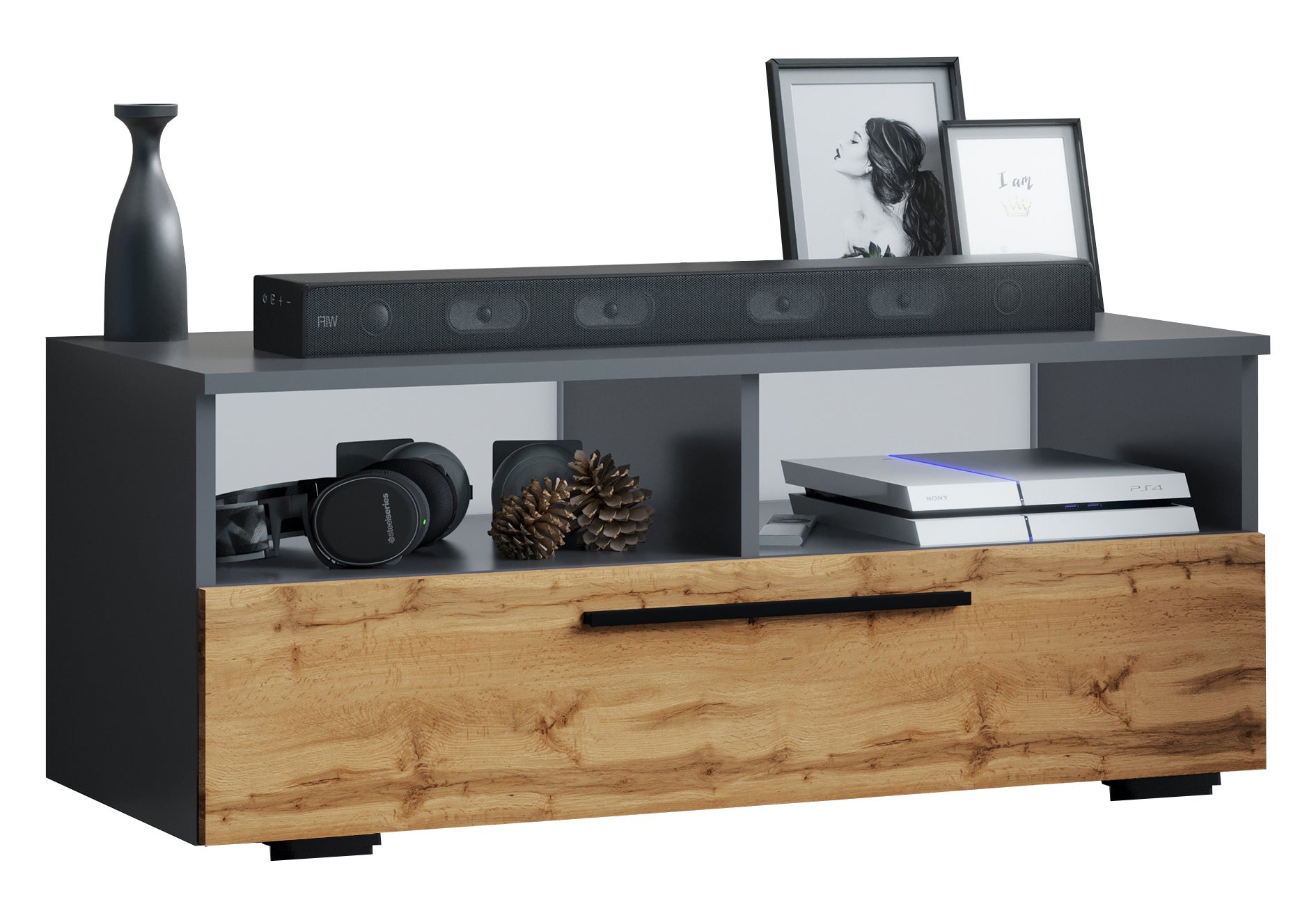 Bois Meuble TV Lowboard Télévision Arila L | Leroy Merlin