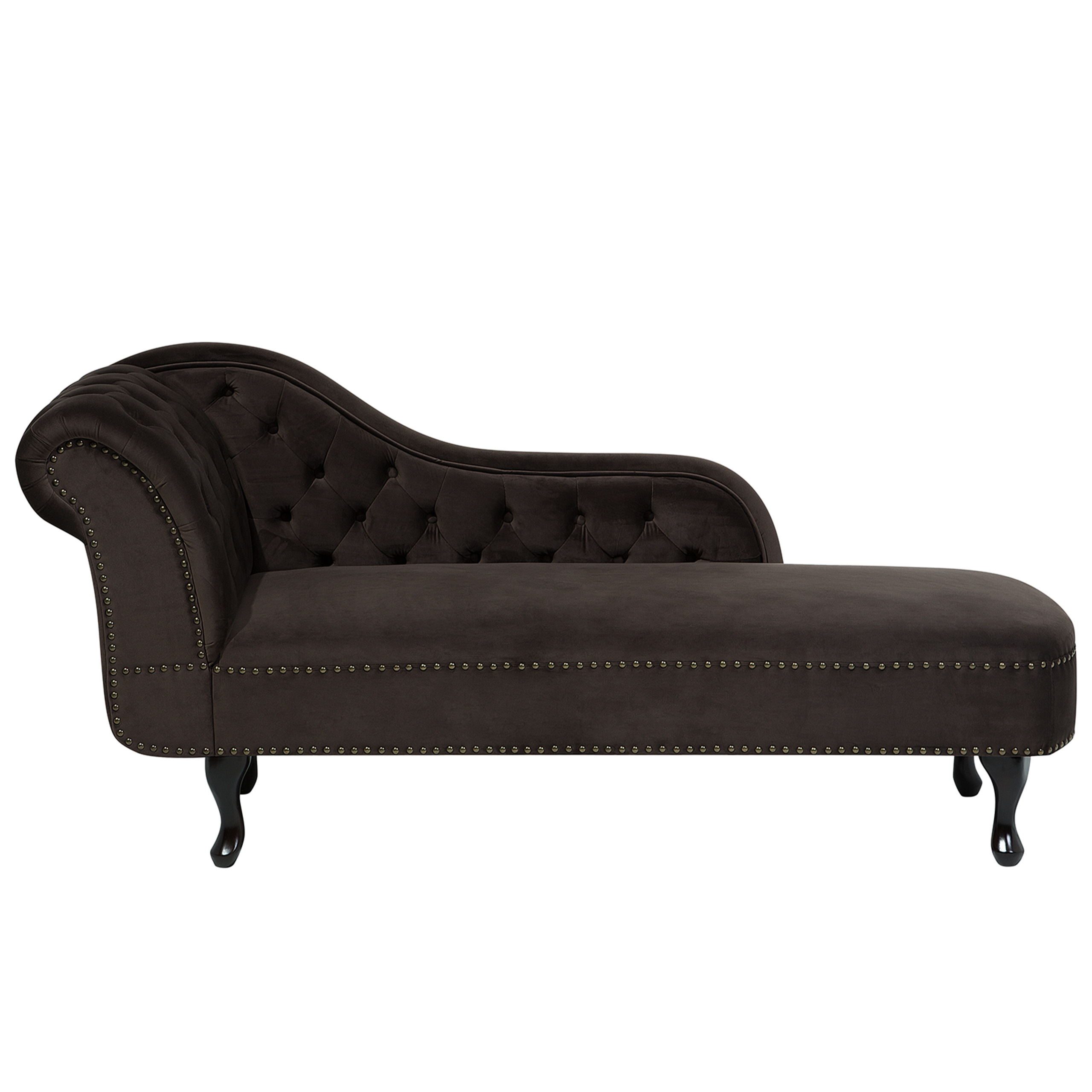 Méridienne en velours marron côté gauche style Chesterfield NIMES ...