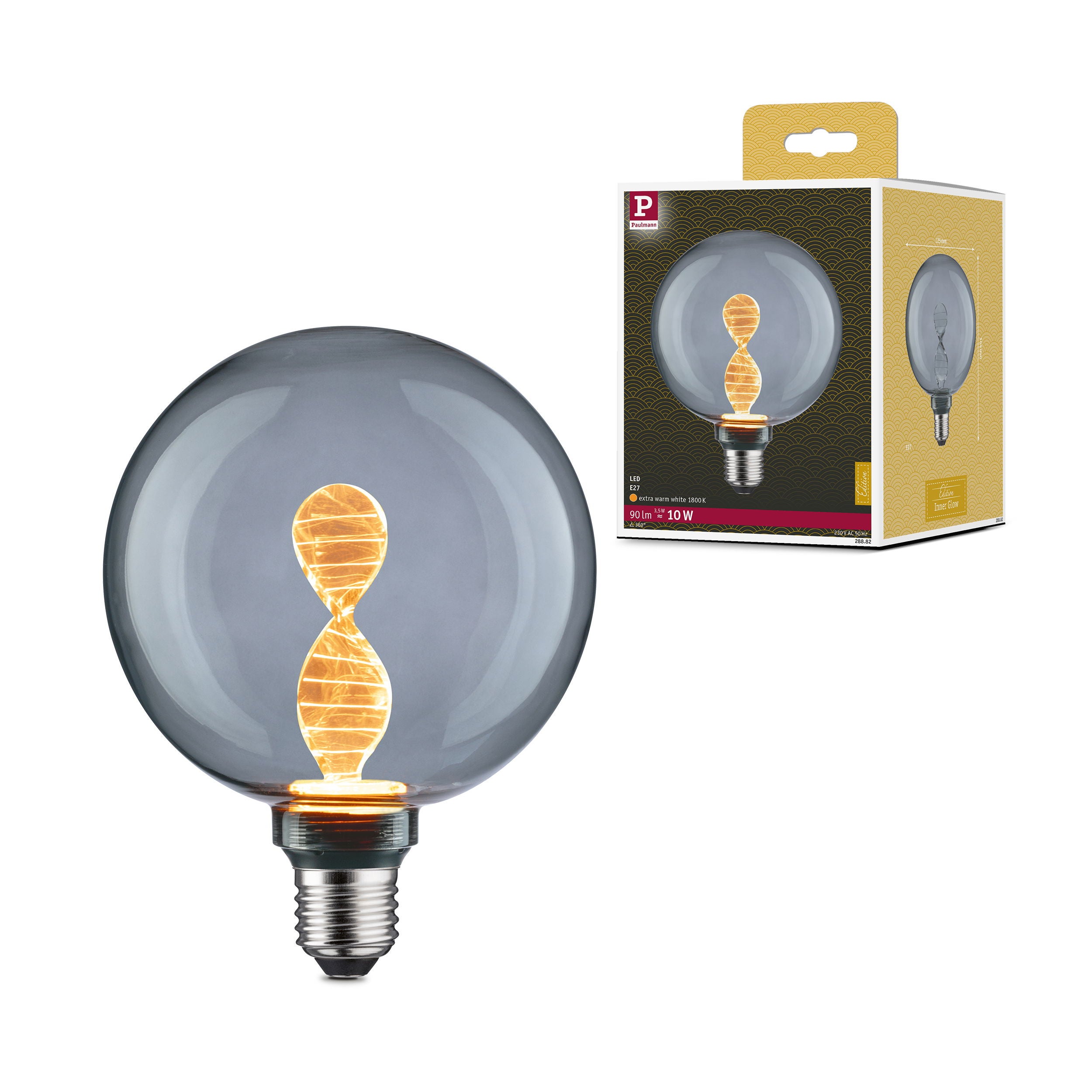 Inner Glow Edition Globe LED Helix E27 230V 90lm 3,5W 1800K Verre fumé ...