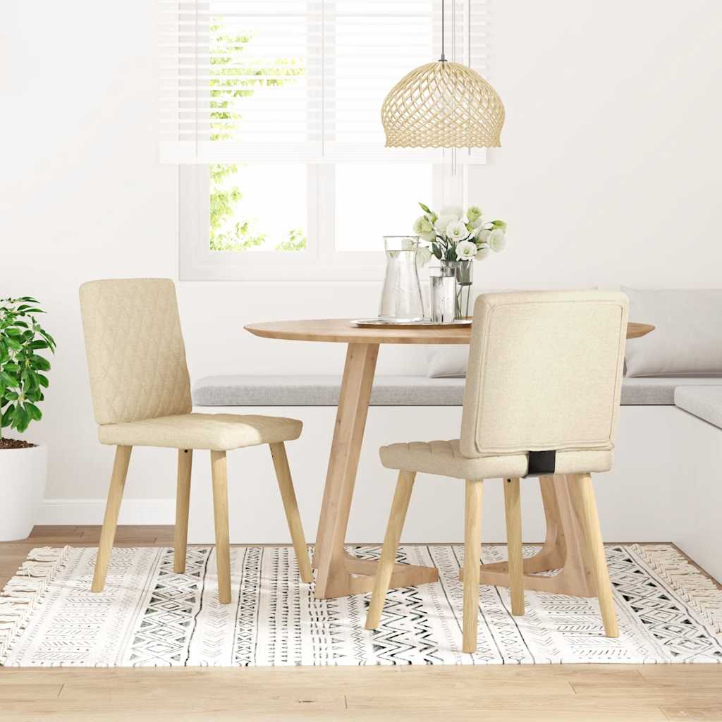 Maison Exclusive - Sillas de comedor 2 unidades tela color crema ...