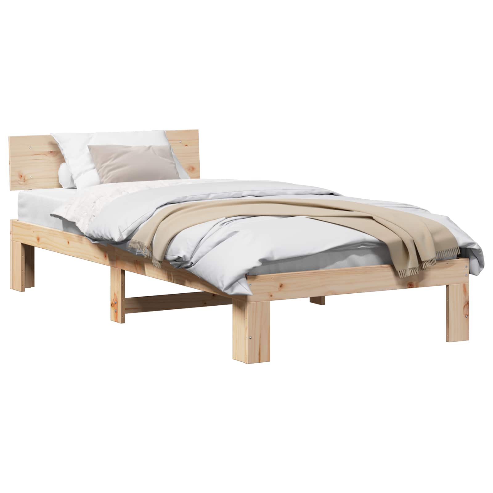 Lit adulte - Lit Simple - Lit contemporain avec tête de lit Naturel 90 ...