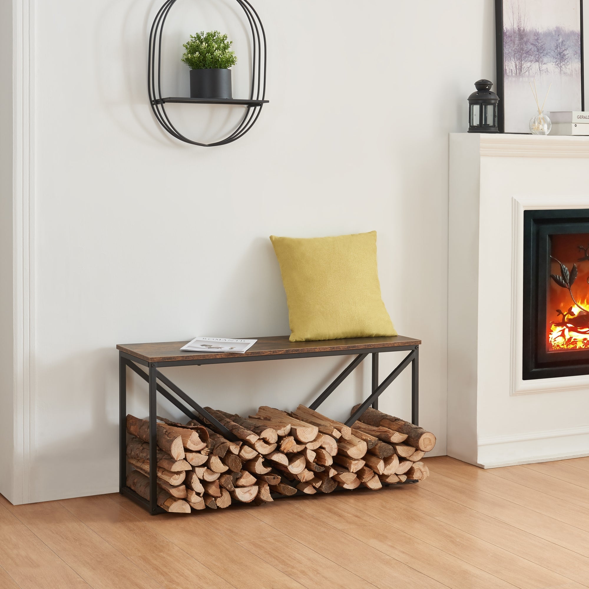 Range-bûches Vaasa pour intérieur 50 x 100 x 30 cm noir effet bois ...