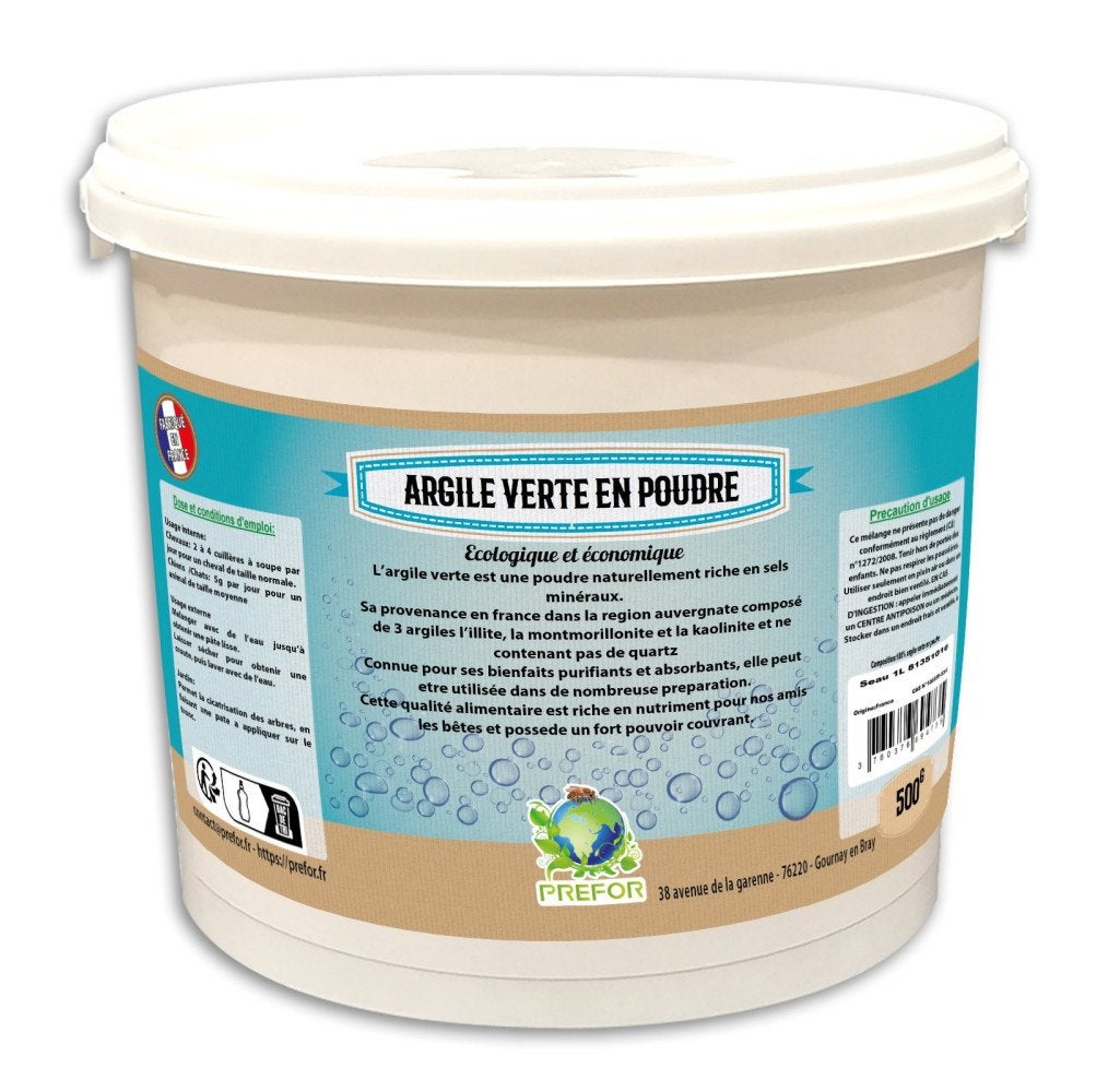 Argile verte en poudre seau 1L 500g | Leroy Merlin