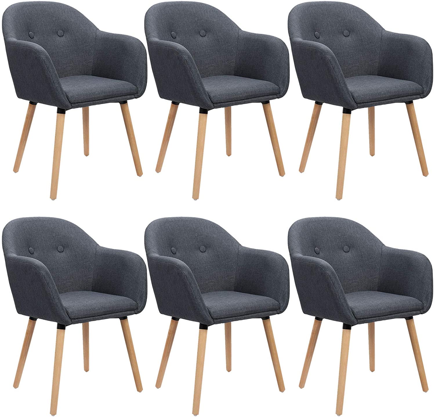 WOLTU 6X Chaises de salle à manger，Chaise de réception，Siège en lin ...