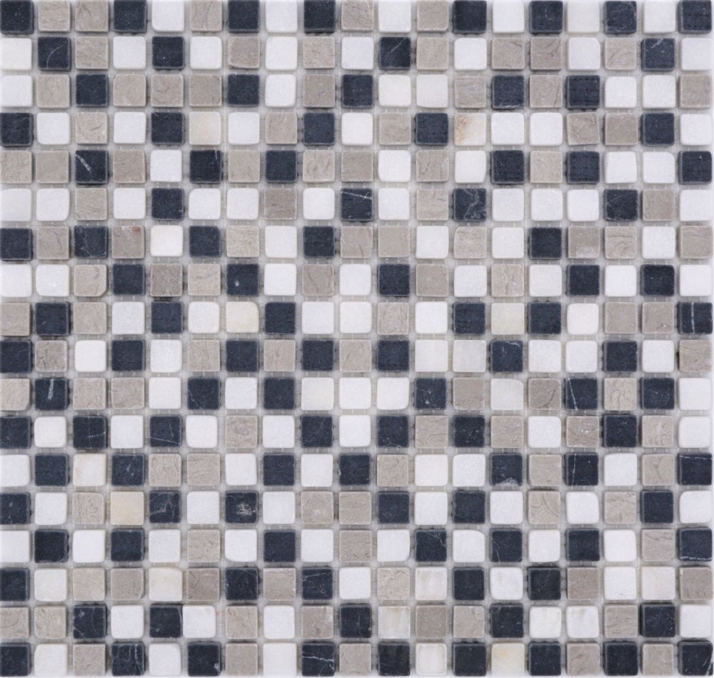 Mosaïque carrée de marbre mixte Botticino Grey Black beige matt | Leroy ...
