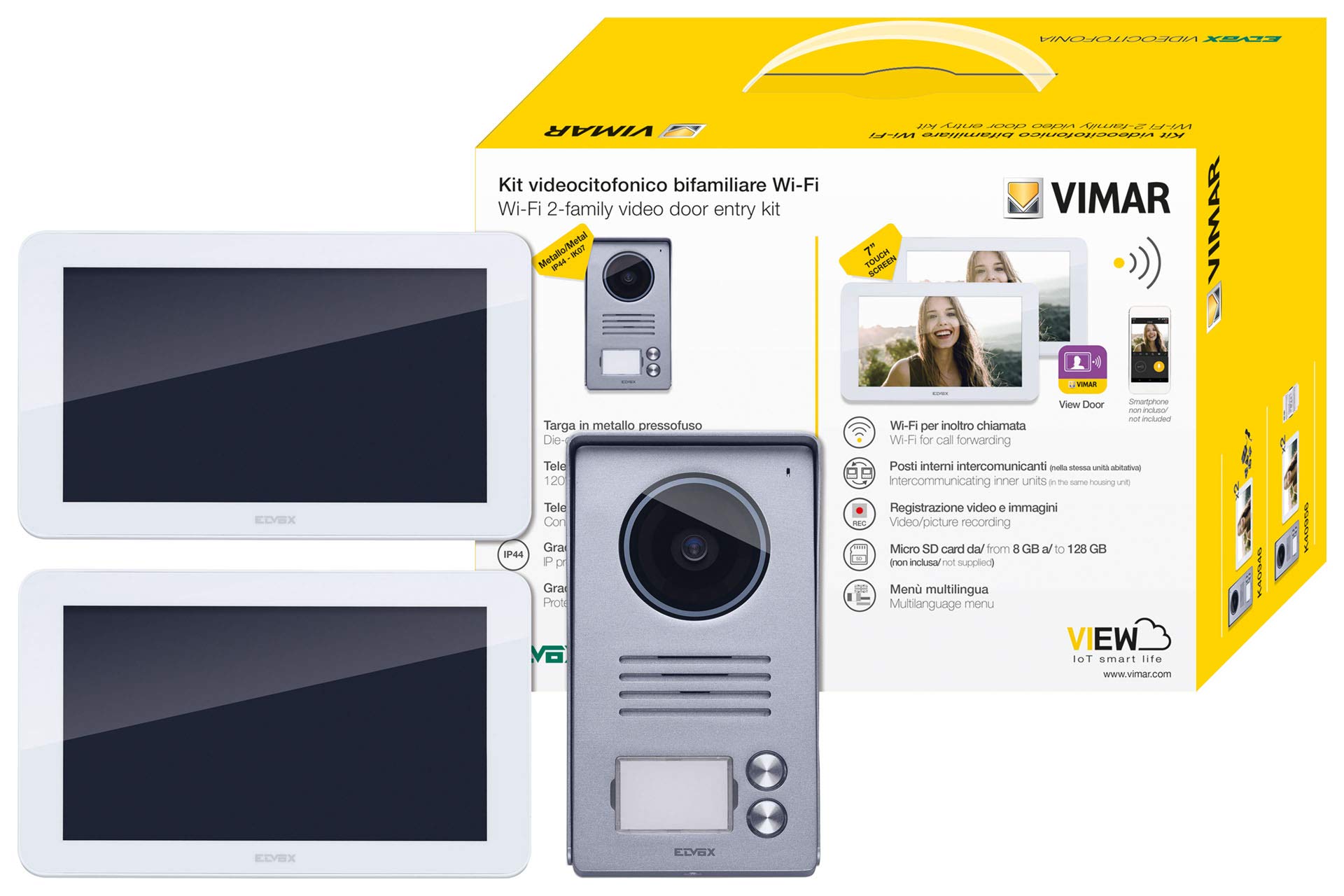 Kit portier-vidéo mains libres Vimar - Avec 2 moniteurs 7" Wifi - Alimentation modulaire | Bricoman