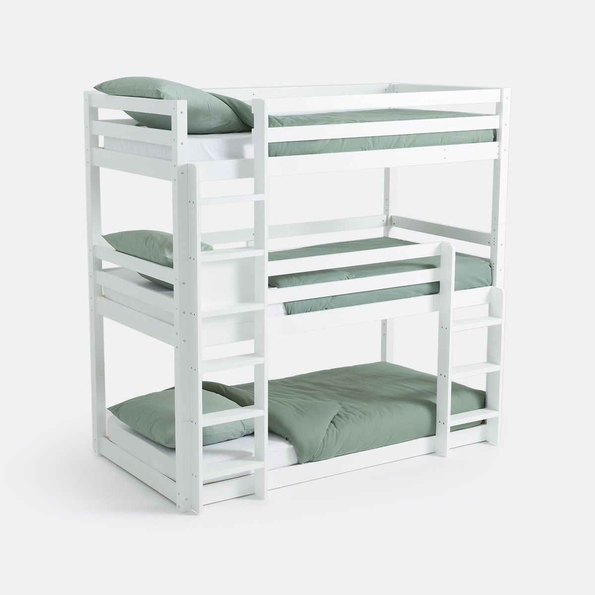 Lits superposés 3 couchages avec sommiers, Maysar - Blanc - 90 x 190 cm ...