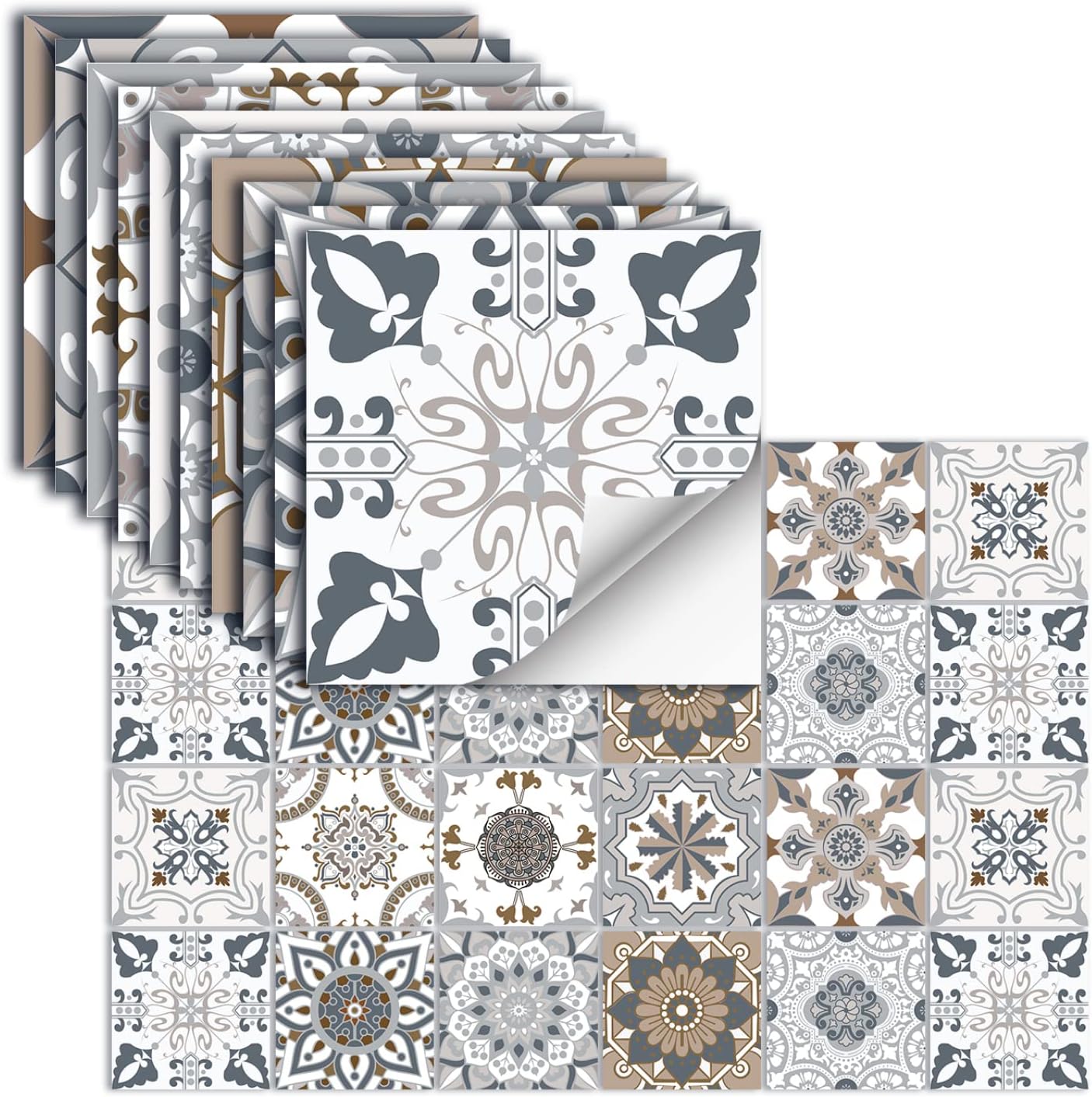 24 Pièces Stickers Carrelage Auto-AdhéSif ÉTanche Stickers Muraux Pour ...