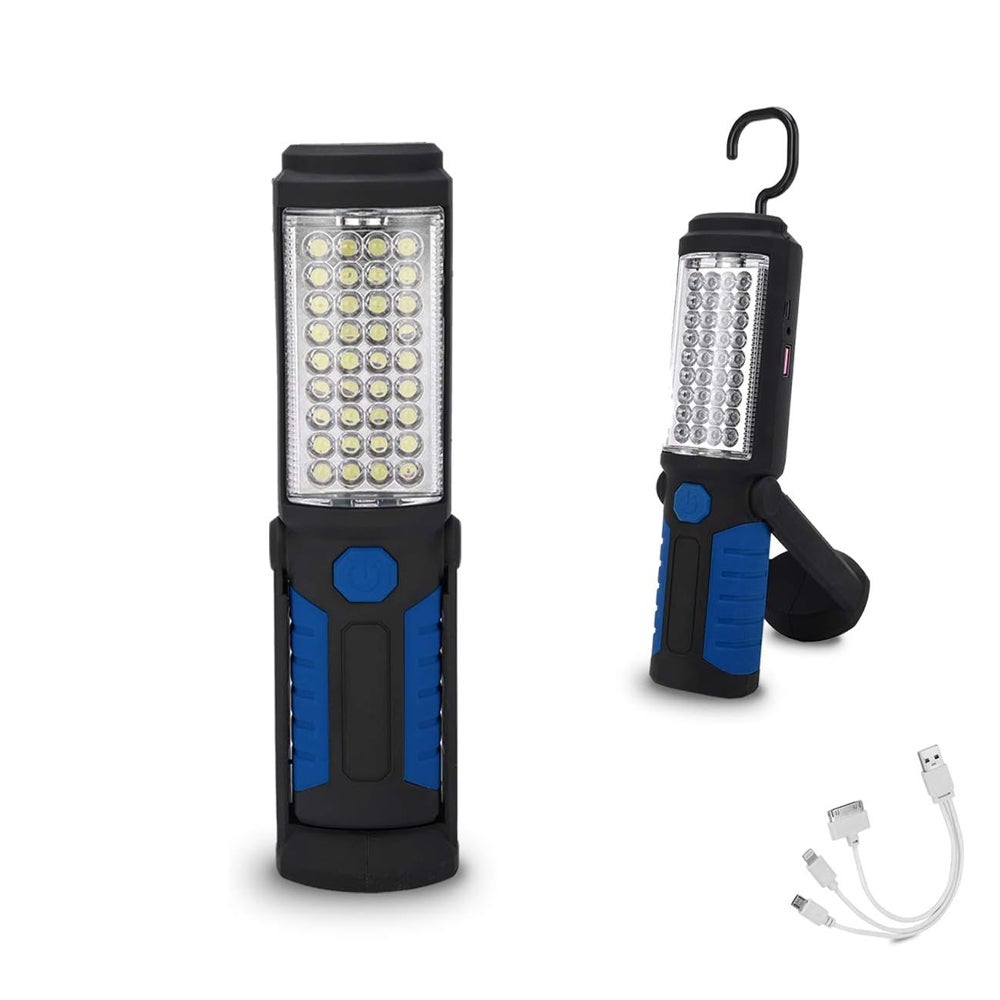 Linterna LED azul, portátil y recargable, impermeable con gancho ...