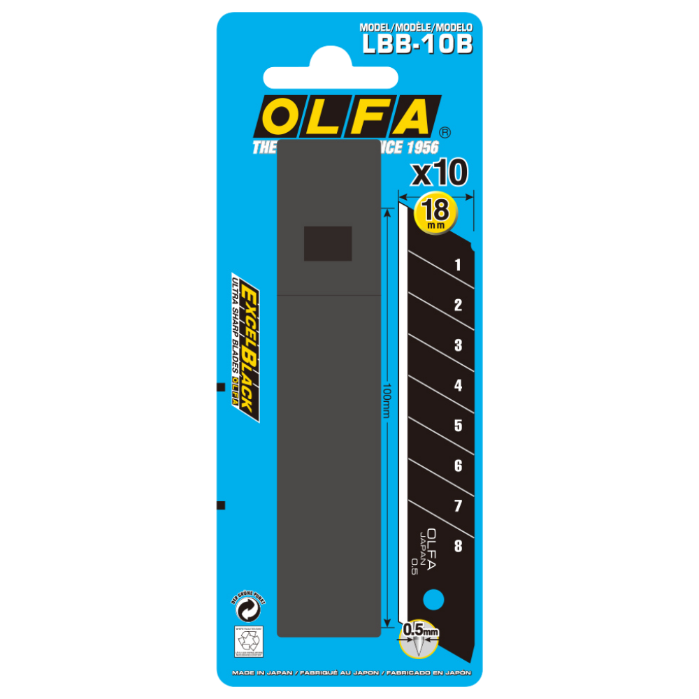 Olfa Lames de rechangepour Cutter LBB-LB 10 - 18mm - 10 lames - noir | Leroy Merlin