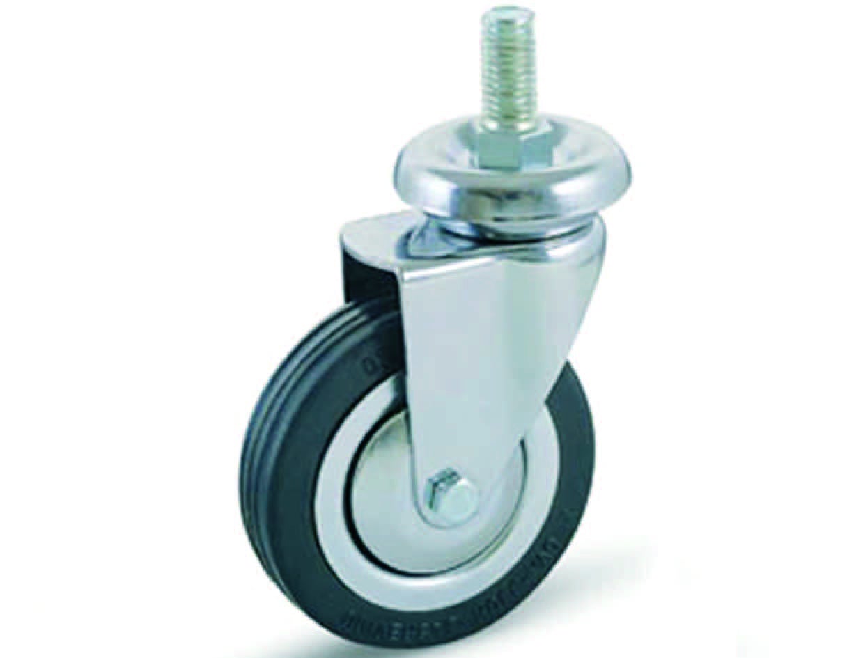 ROUE DE FOURCHE PIVOTANTE AXE FILETÉ 155B AVO A/CHROME/CAOUTCHOUC NOIR ...