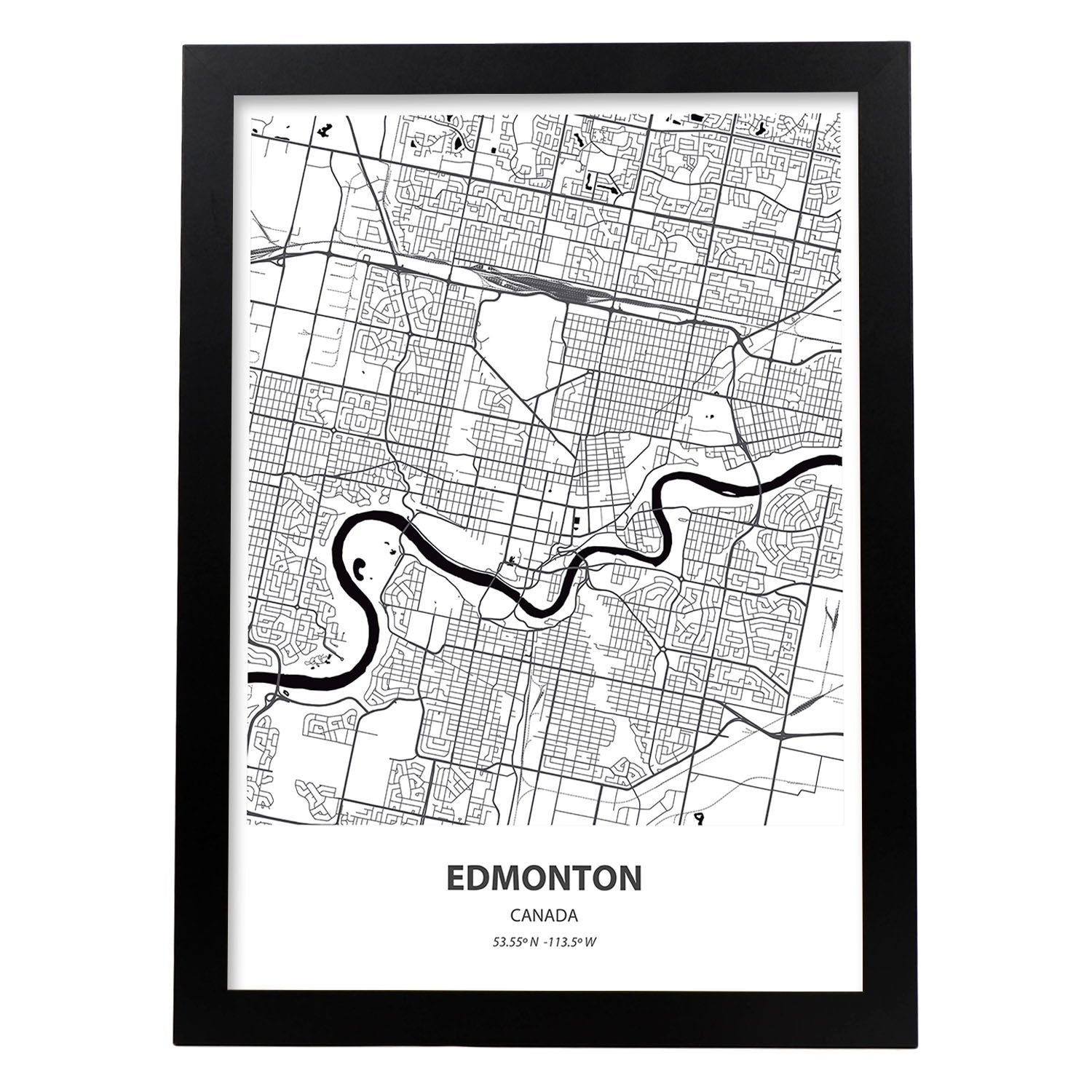 Poster Con Mapa De Edmonton Canada. Láminas De Ciudades De Canada Con ...