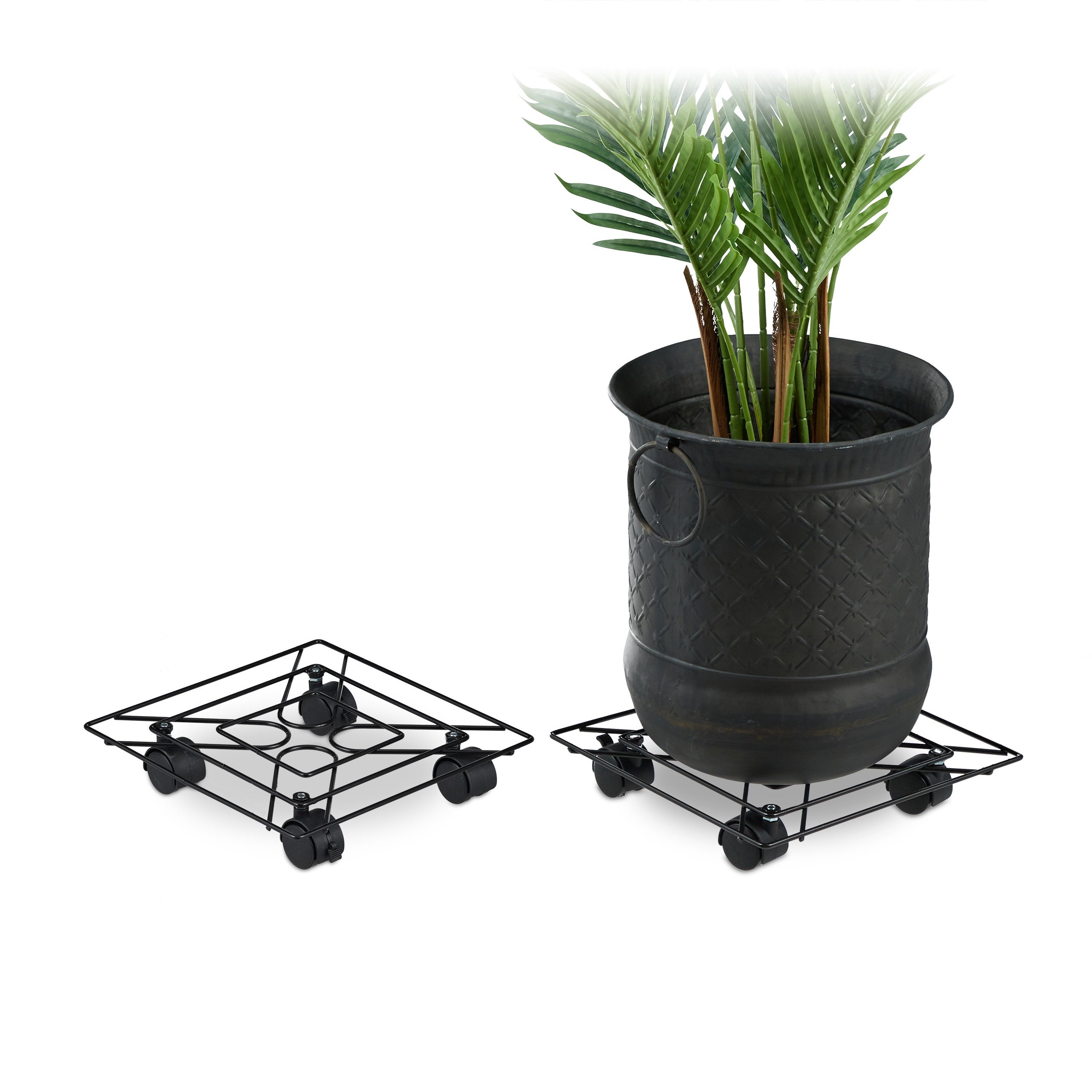 Support roulant pour plantes, 2, rond, intérieur et extérieur, freins ...