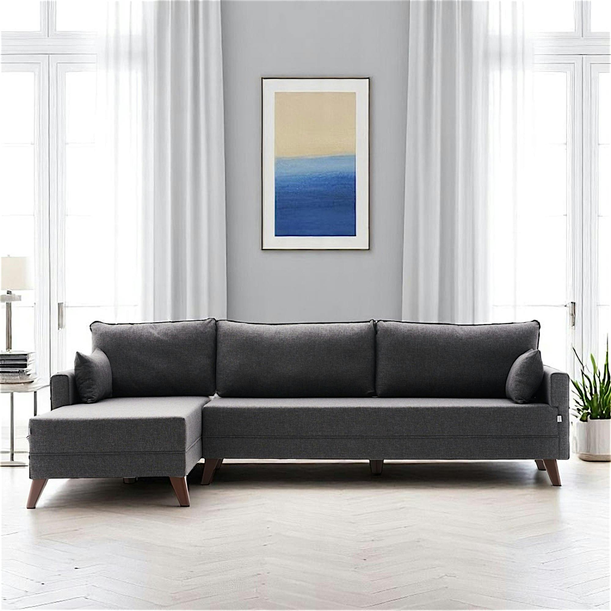 Canapé d'angle anthracite - 275 cm, côté gauche SPLIT | Leroy Merlin