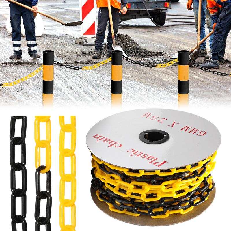 Chaîne de clôture en plastique jaune et noir de 6 mm d'épaisseur ...