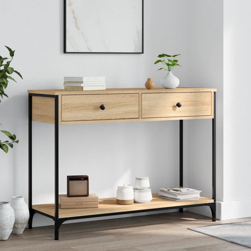 Mesa consola，Mesa de Entrada，Mesa auxiliar madera de ingeniería roble ...
