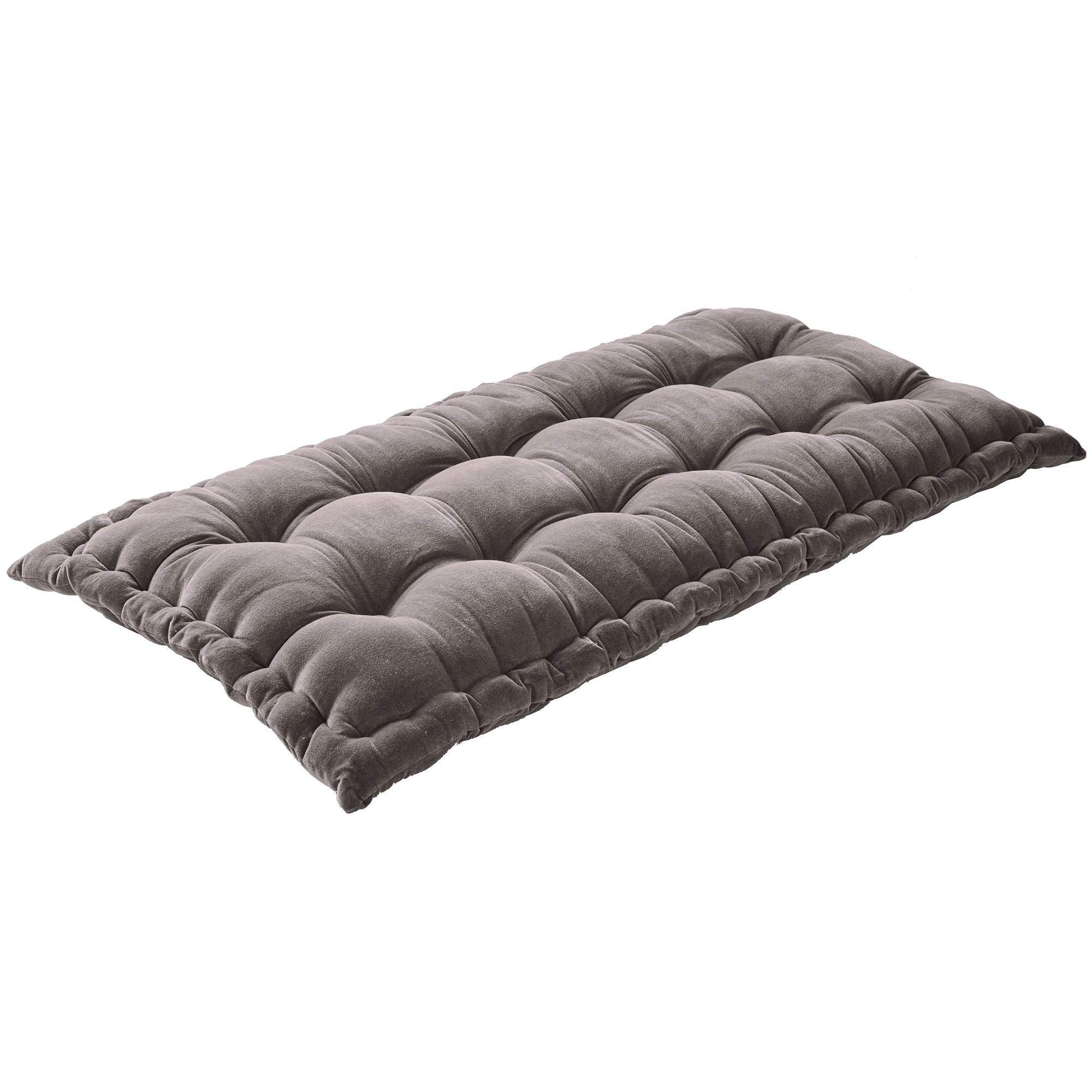 Futon VELOURS 60x120 gris en coton | Leroy Merlin