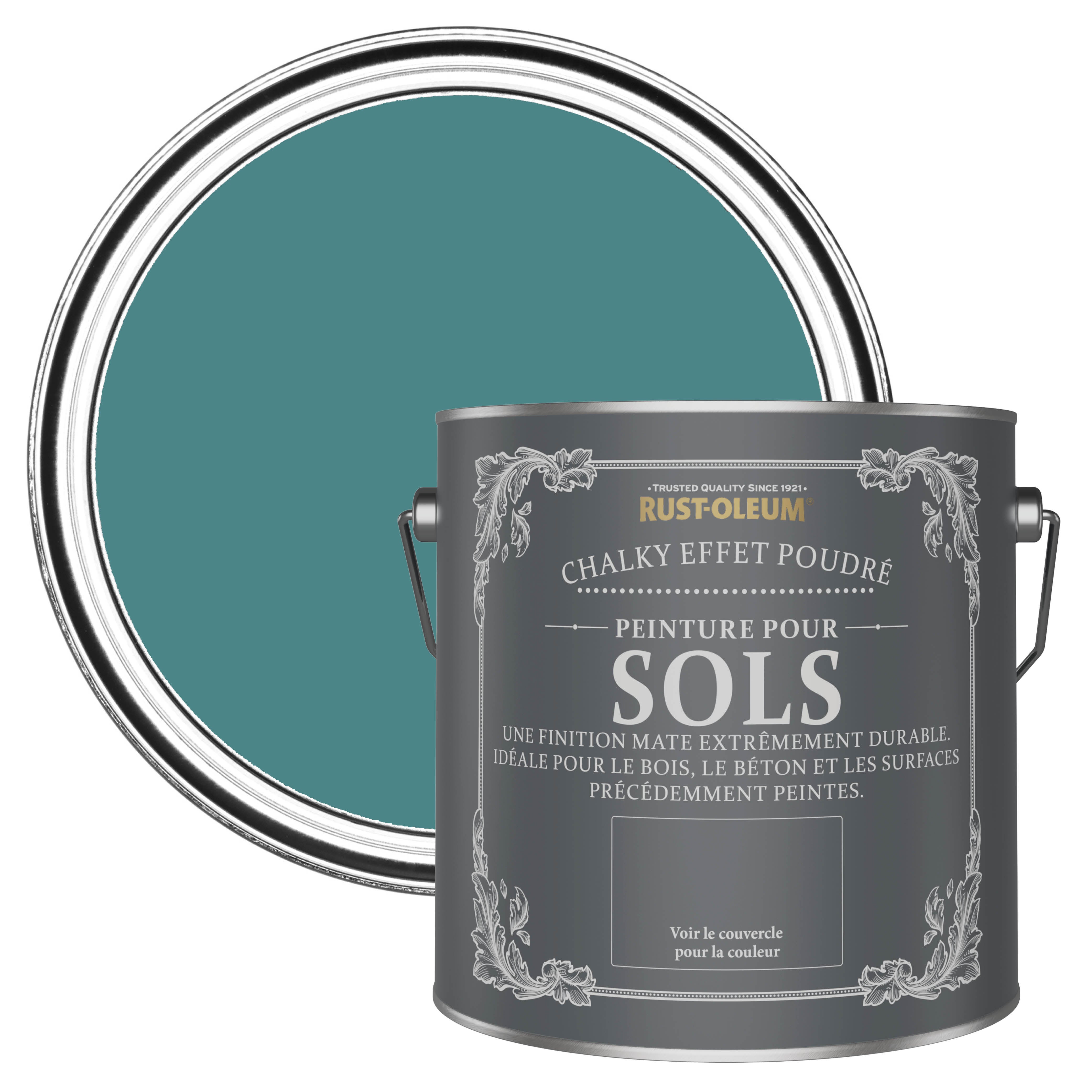 Rust-Oleum Peinture pour Sols Chalky - Plume de Paon 2,5 L | Leroy Merlin