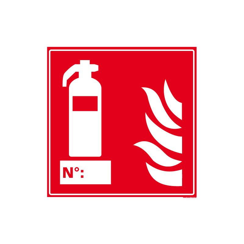 Panneau Pictogramme Extincteur avec numéro (A0014) 450 x 450 mm Matière ...