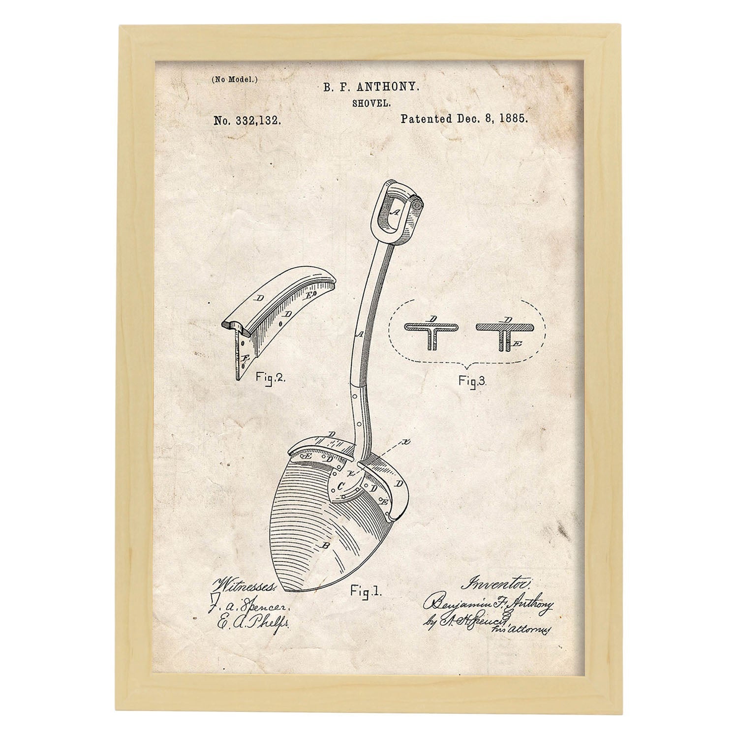 Affiche De Brevet Palant. Perte Avec Old Patent Design Black Cadre A4 ...