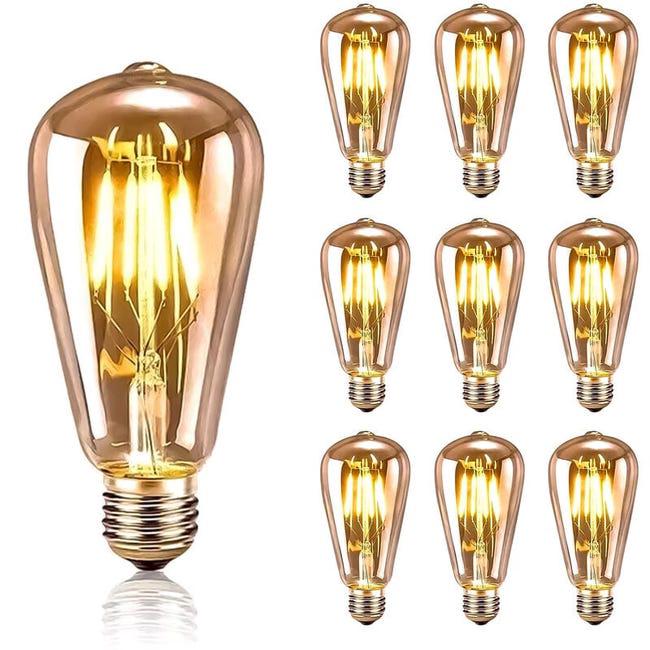 Paquete de 10 bombillas LED estilo Edison retro de 4 W, E27,lámpara ...