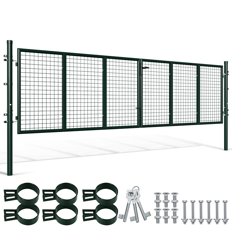 Portillon de jardin en métal 350 x 100 cm - Double battant Portillon ...