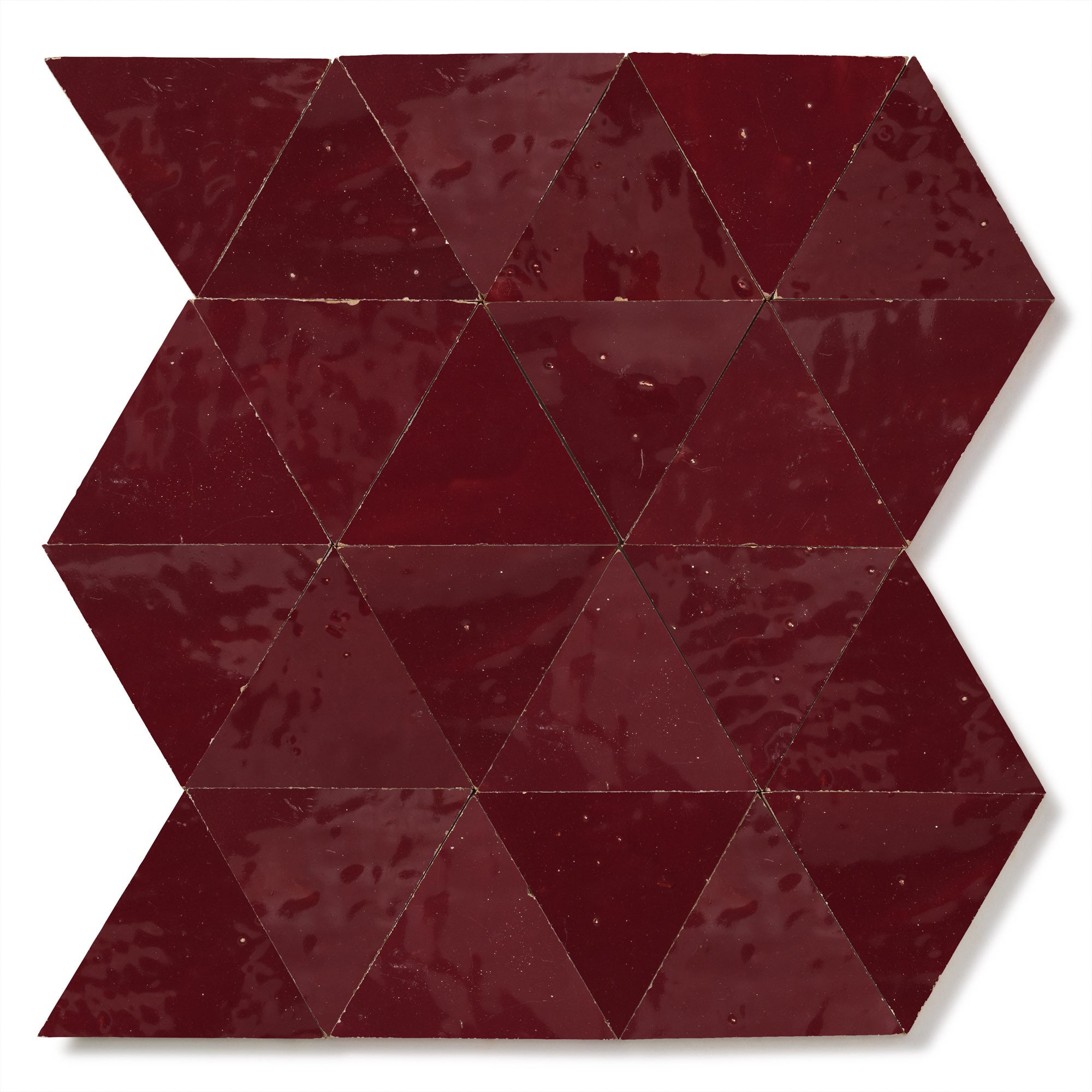 Zellige Marocain Artisanal Véritable - Rouge Lie de vin Triangle grand 10 cm - Carrelage mur ...