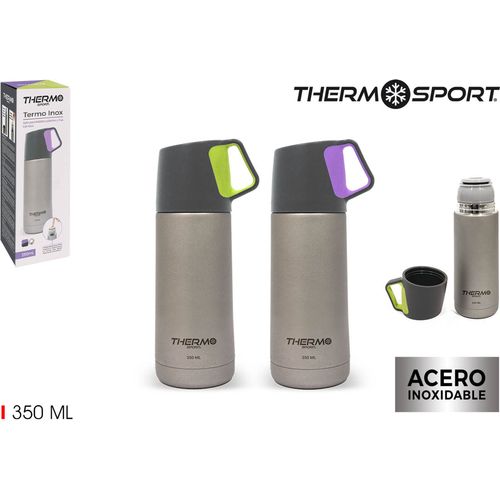 TERMO INOXIDABLE MATE 350ML CON TAZA | THERMOSPORT | Leroy Merlin