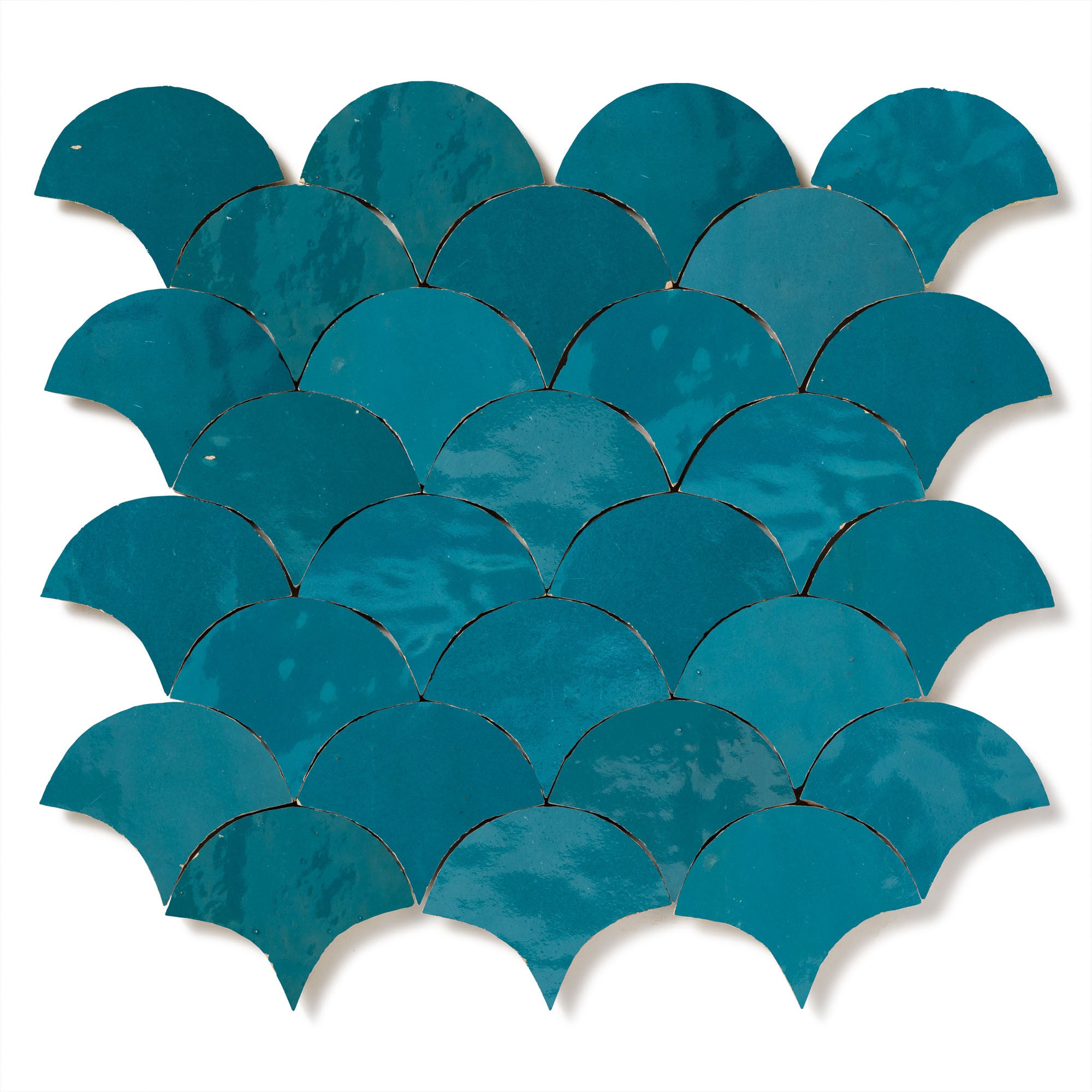 Zellige Marocain Artisanal Véritable - Bleu Turquoise Ecaille petit 7 ...