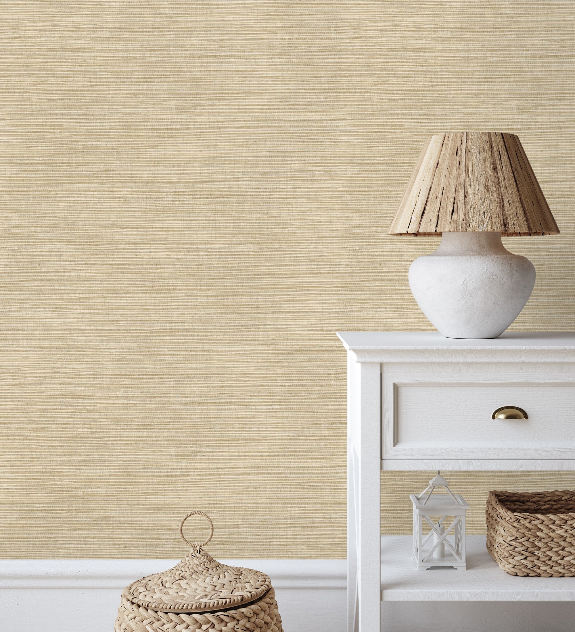 Papier peint vinyle texturé en fibres de chanvre sur fond naturel ...