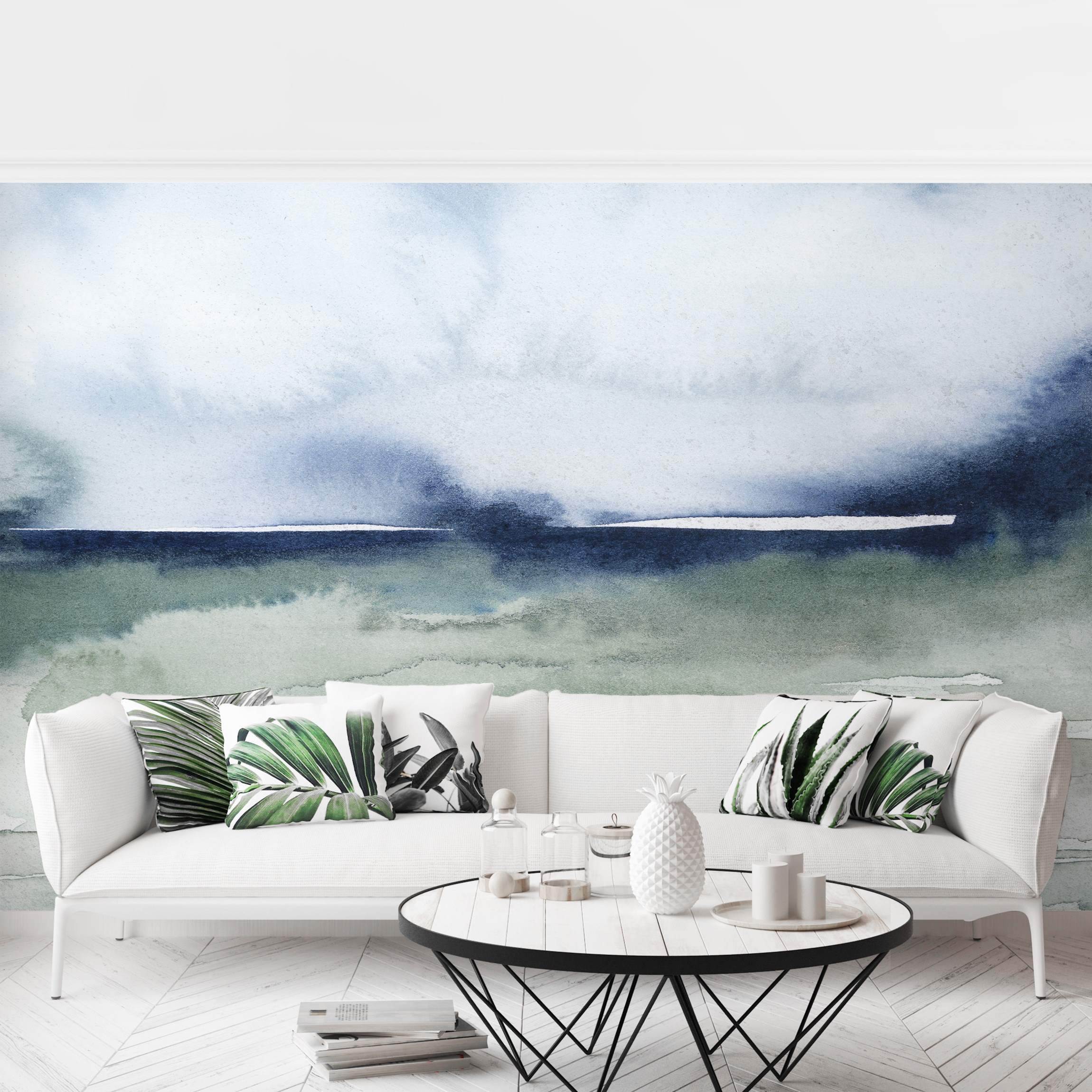 Papel pintado fotomural abstracto acuarela arte playa 152 - salón ...