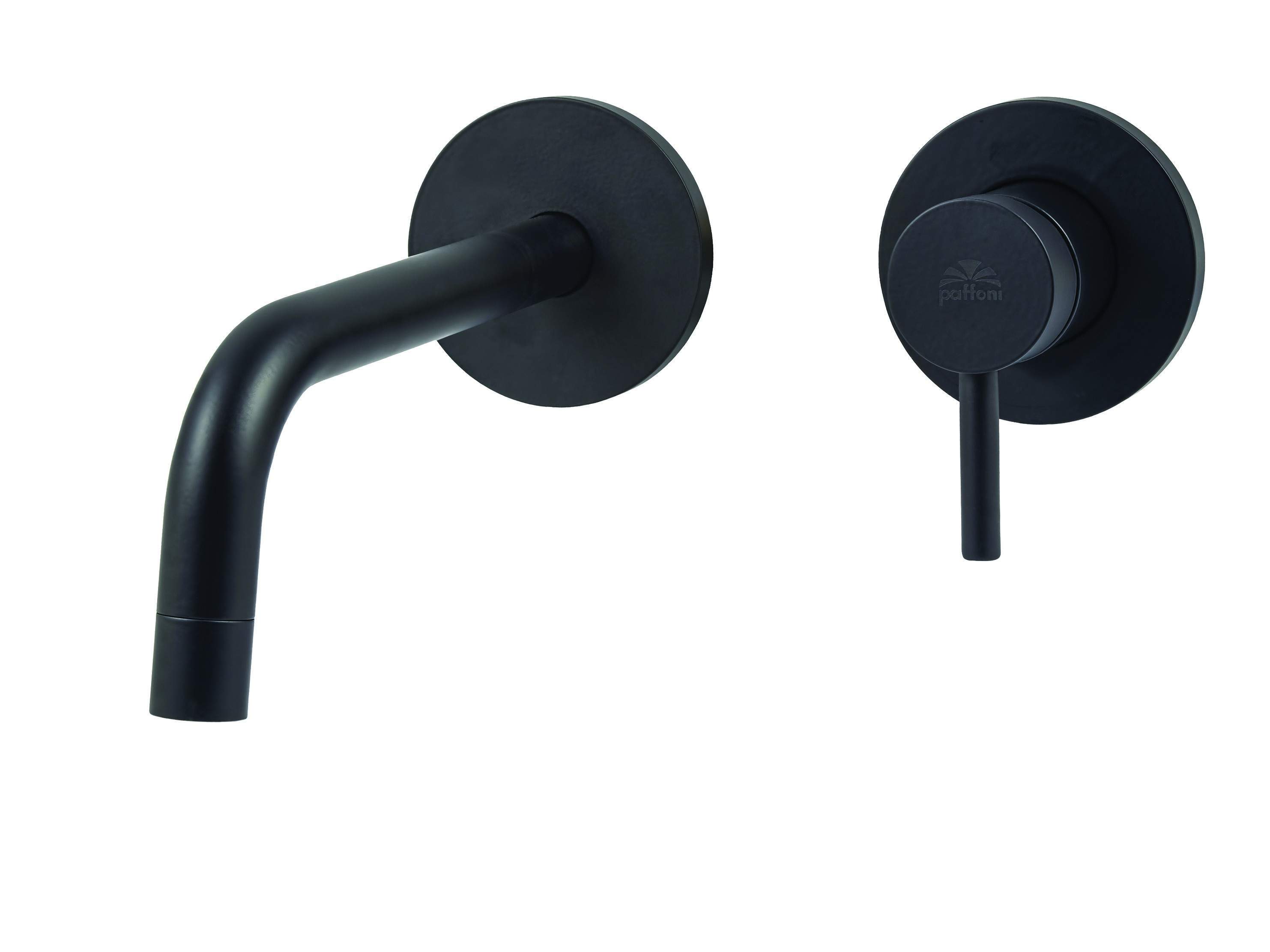 Mitigeur lavabo mural noir mat avec plaques Ø70 mm Paffoni Light ...