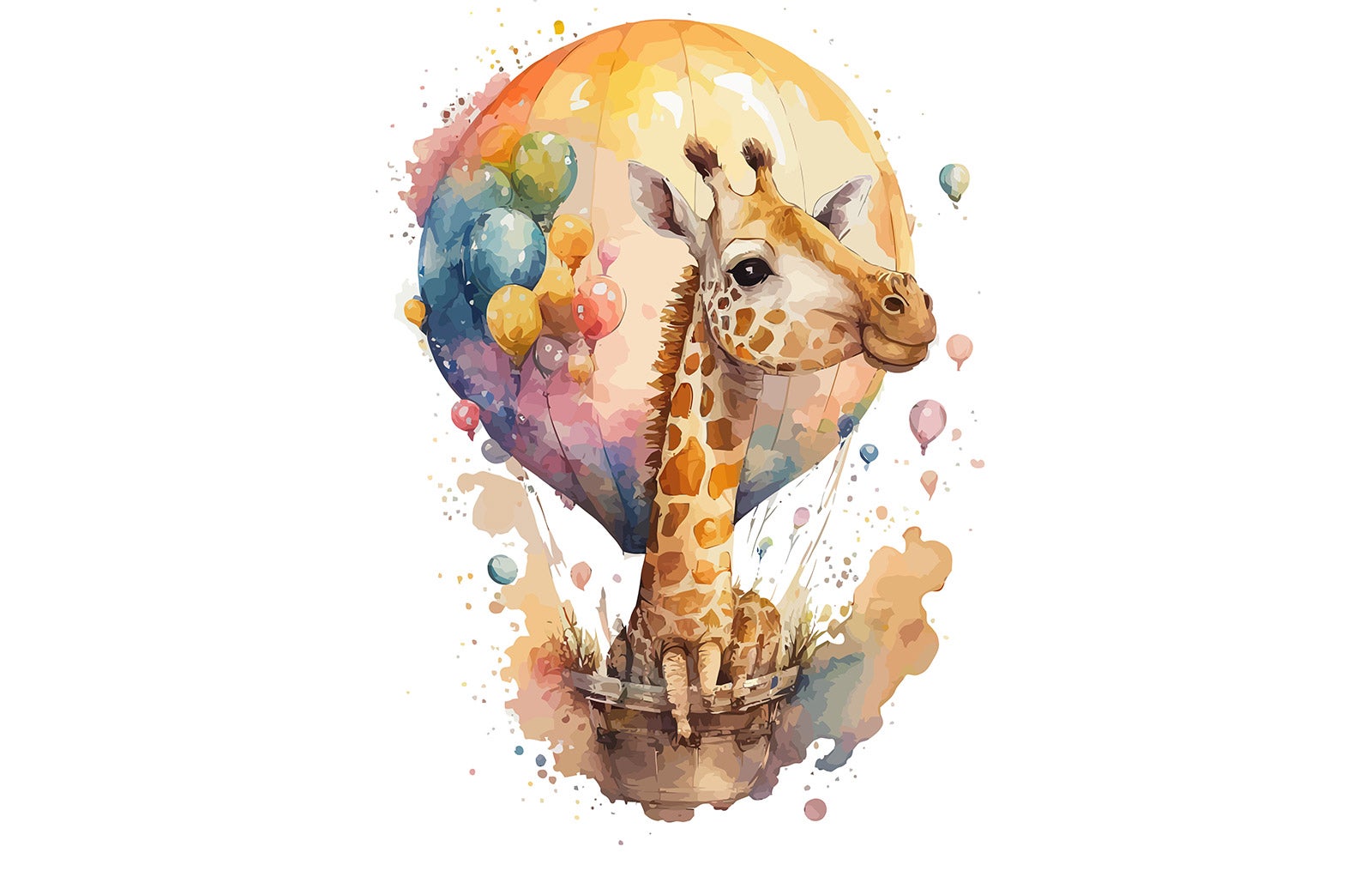 Carta da parati panoramica per bambini - Giraffa mongolfiera ...