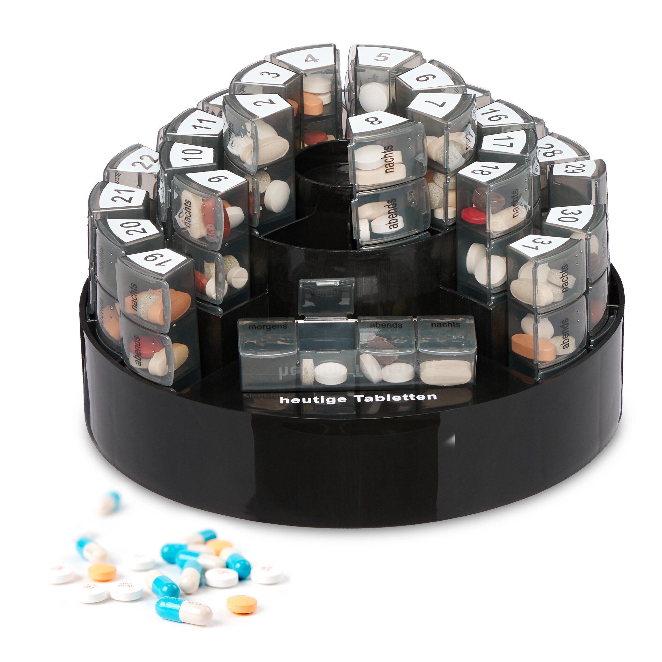 Relaxdays Pastillero Mensual, Organizador Pastillas Grande, 31 Días, 4 ...