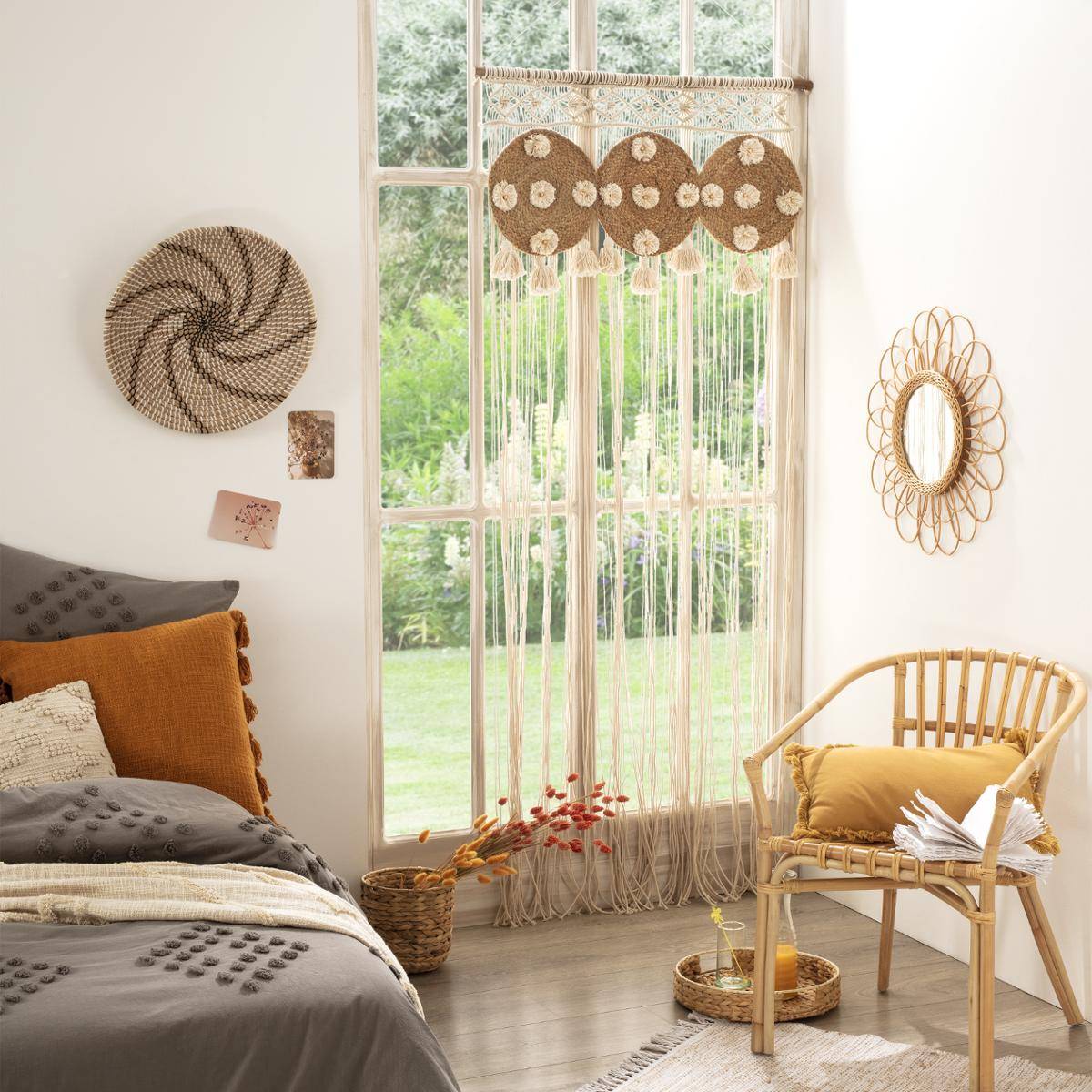 Rideau fil en macramé et jute 90x200 cm - Atmosphera créateur d ...