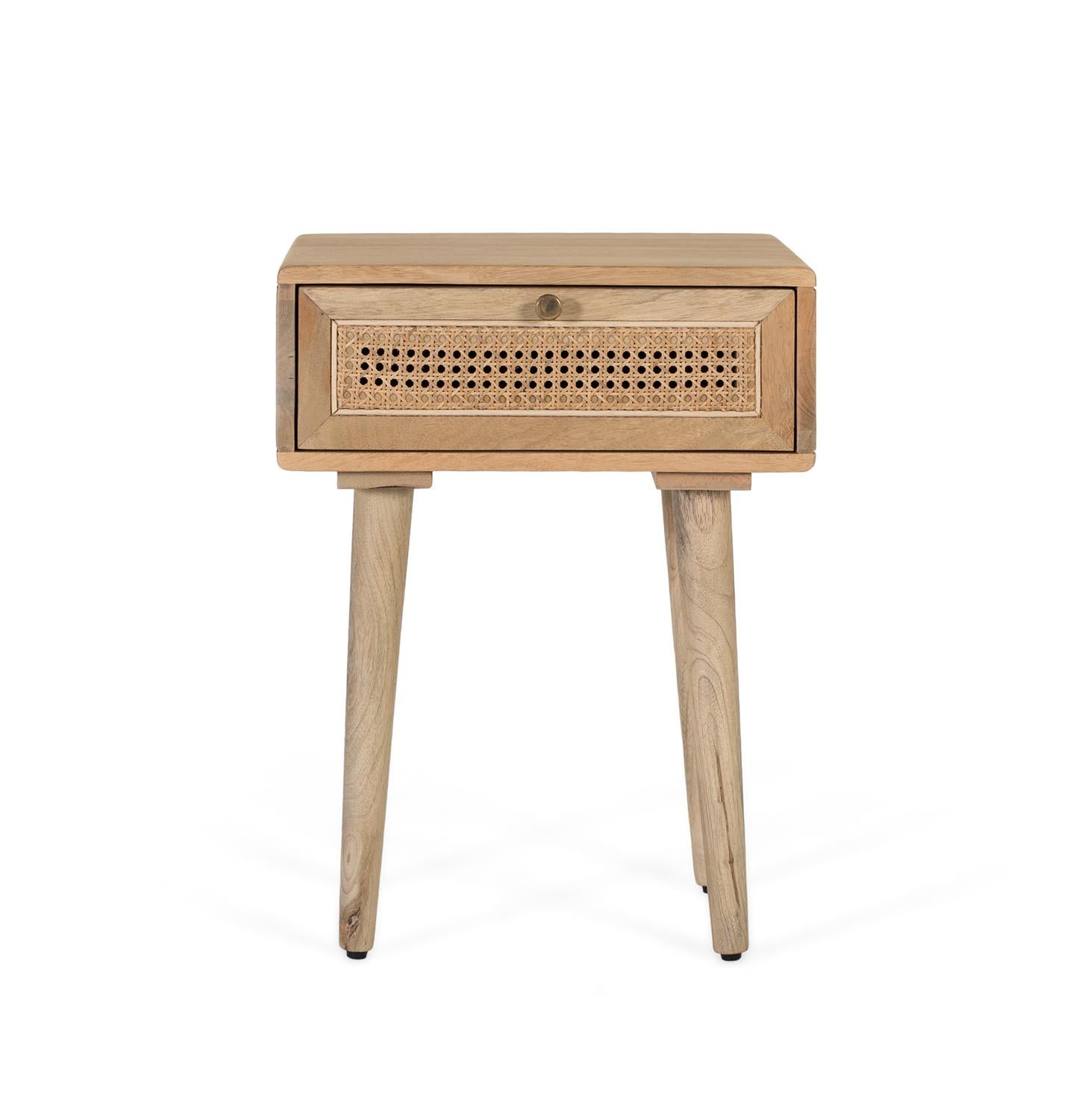 Table de chevet avec tiroir avant et structure en rotin tressé. | Leroy ...