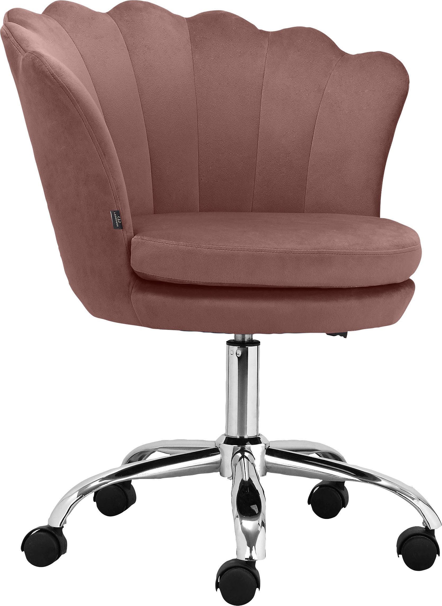 Wendy | Chaise de bureau rembourrée en velours rose | Leroy Merlin