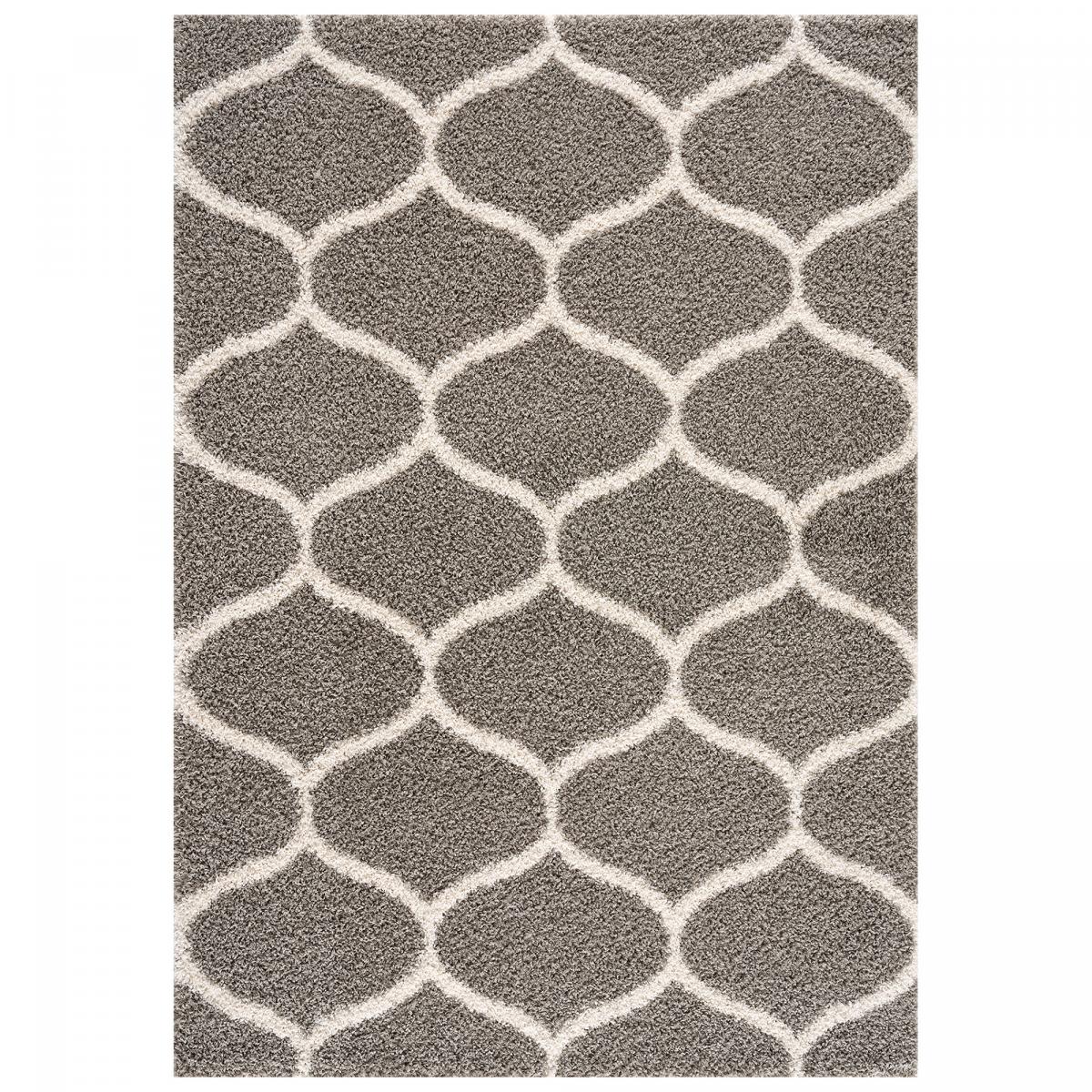 Tapis longs poils shaggy 160x230 rectangle tissé gris motif scandinave | Leroy Merlin