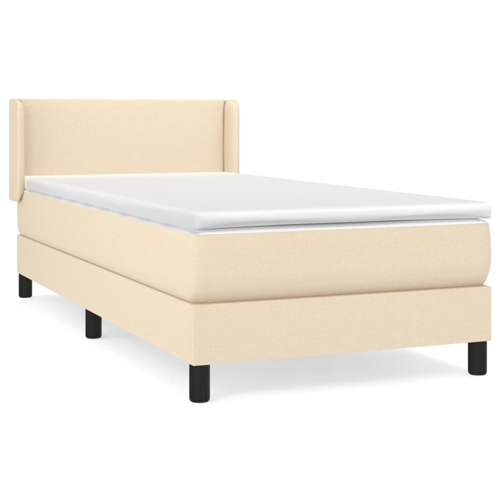 Cama box spring con colchón tela color crema 100x200 cm — COMFORTXL ...
