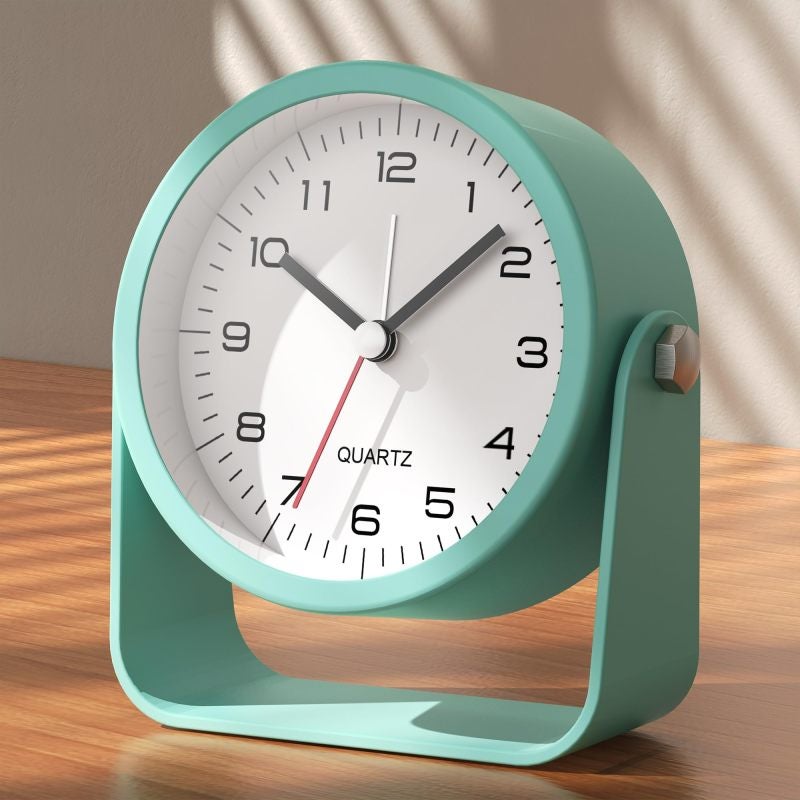 Horloge murale, mini réveil rétro, 3,5 pouces, vert clair avec lumière ...