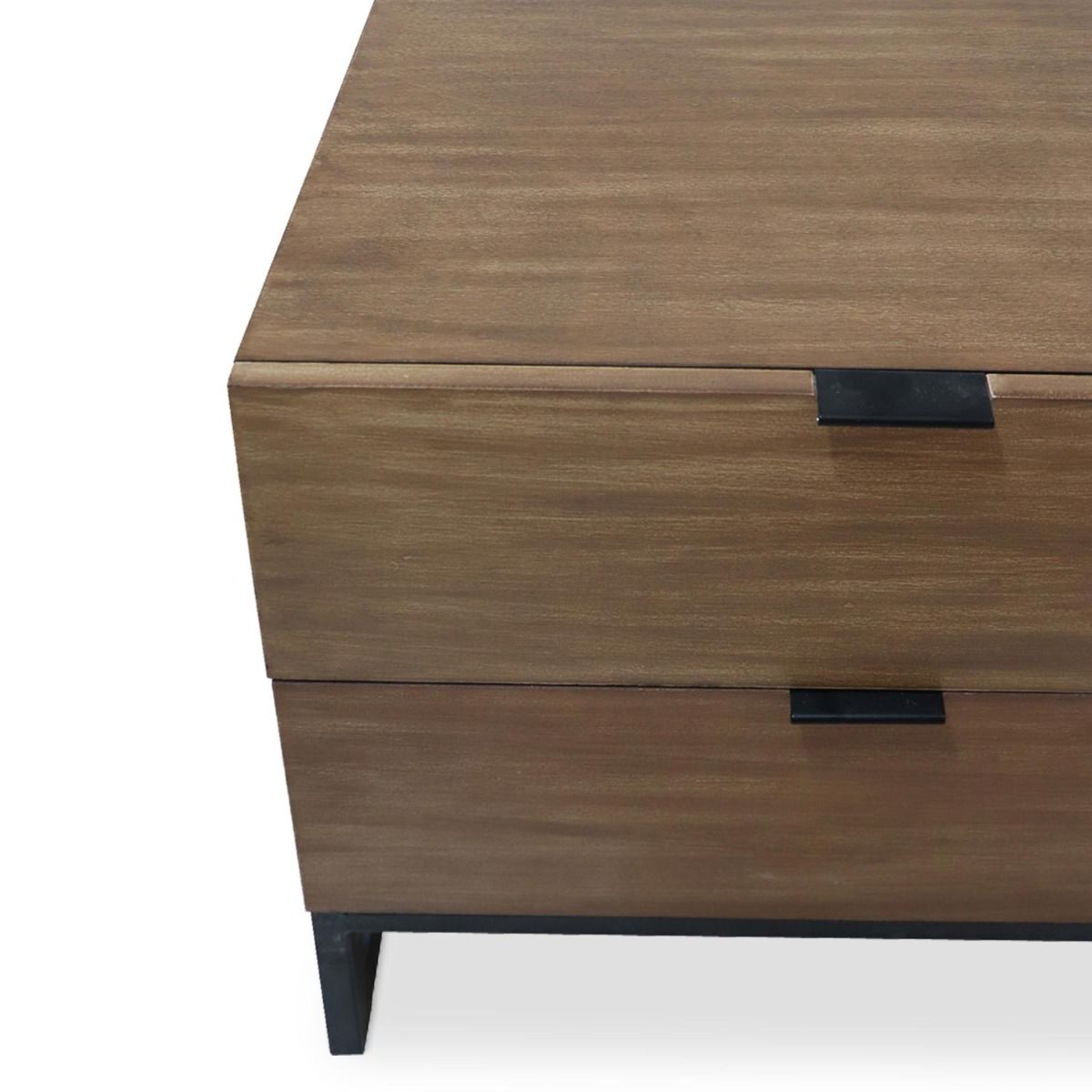 Chevet 2 tiroirs chêne clair et métal noir Baktoo | Leroy Merlin