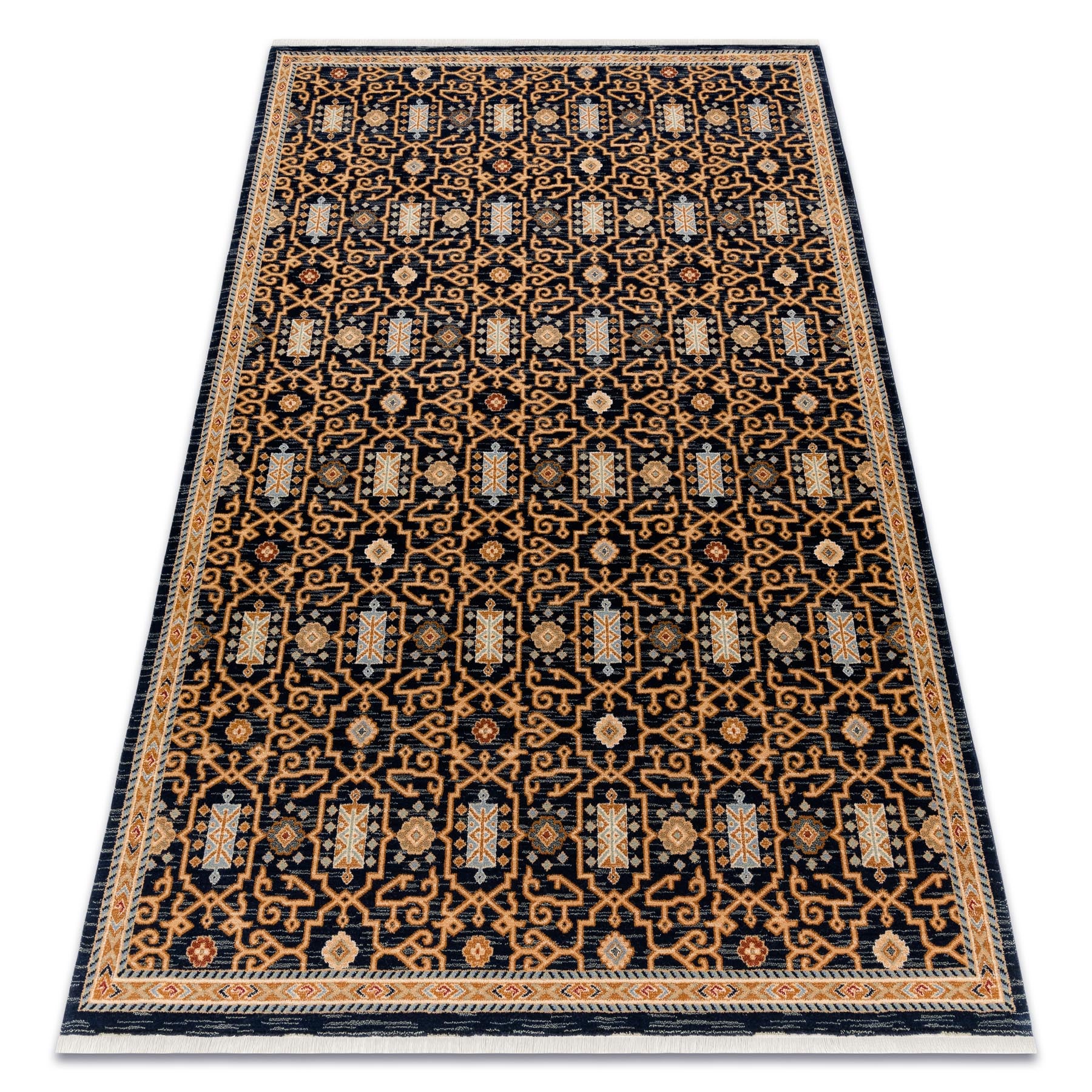 Alfombra de lana KESHAN franjas, oriental clásico 7680/53511 beige ...