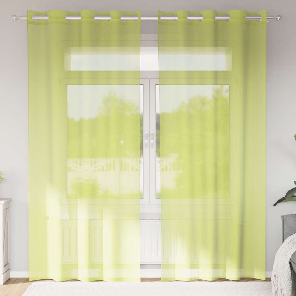 Maison Exclusive - Rideaux en voile avec œillets 2 pcs vert pomme ...
