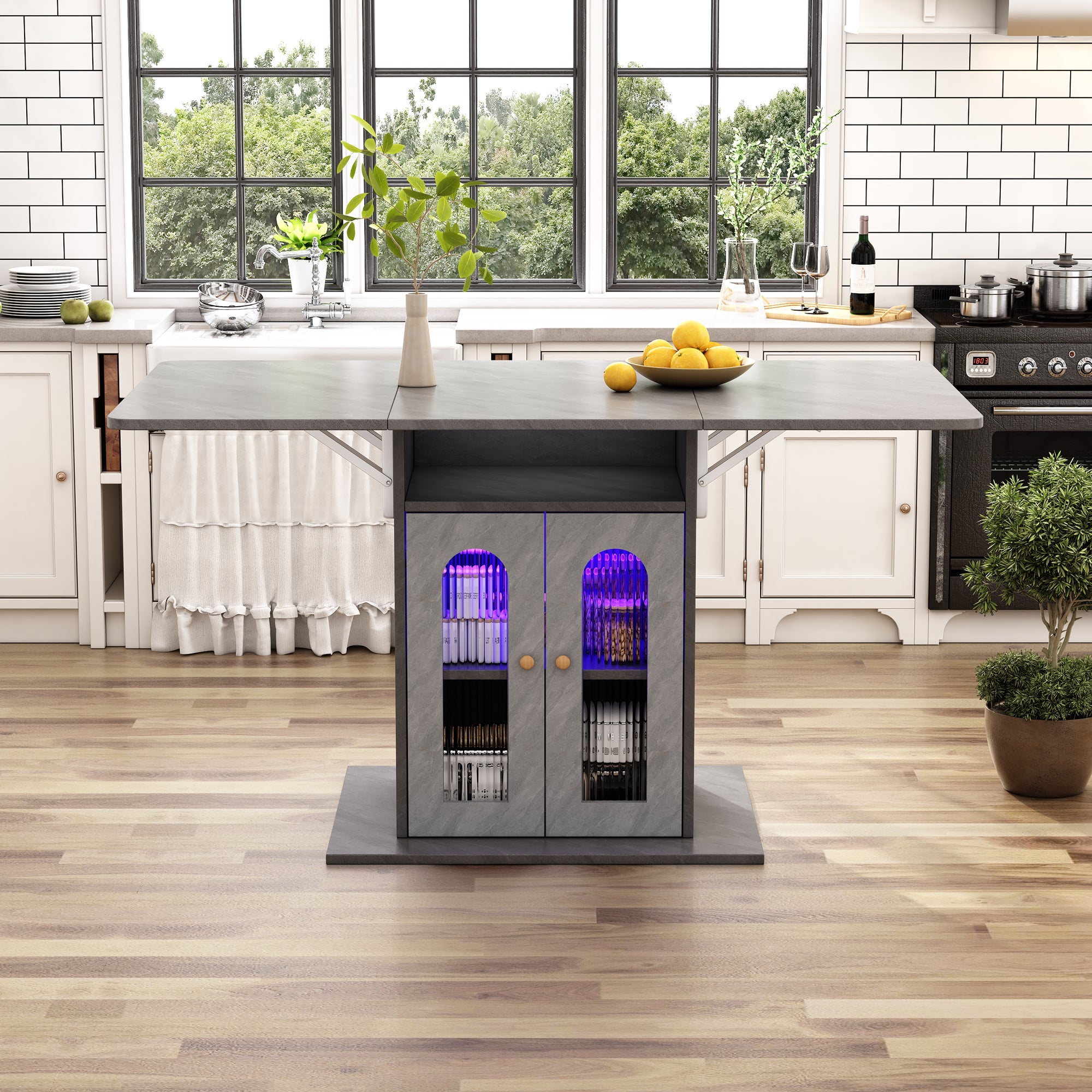 Mesa de comedor plegable - con LED - de MDF - con espacio de ...