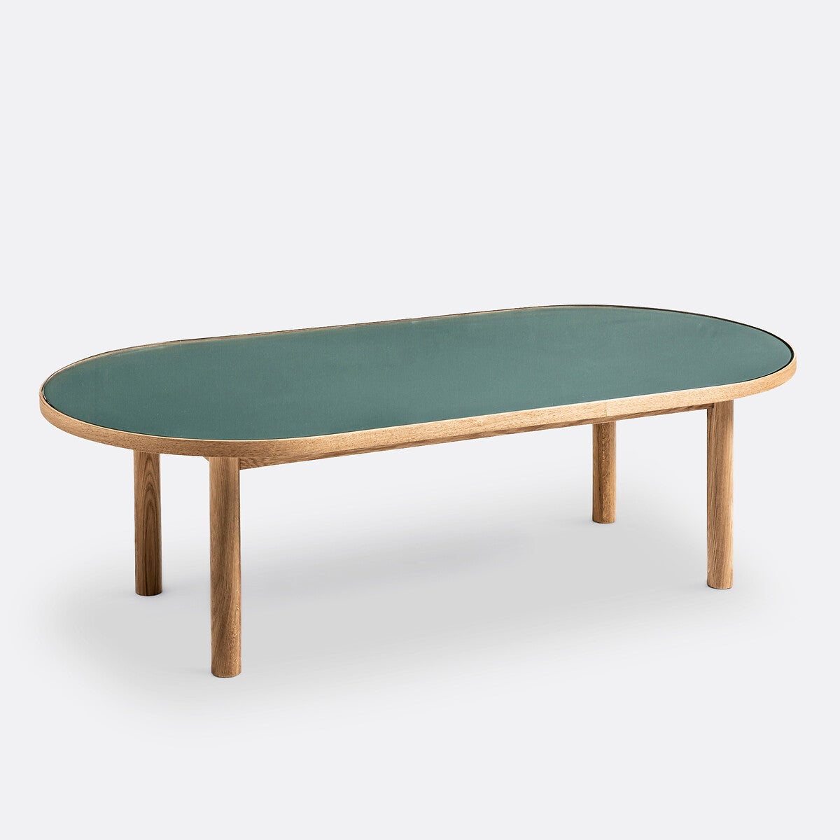 Table basse chêne, plaqué et verre, Evergreen - Vert eucalyptus ...