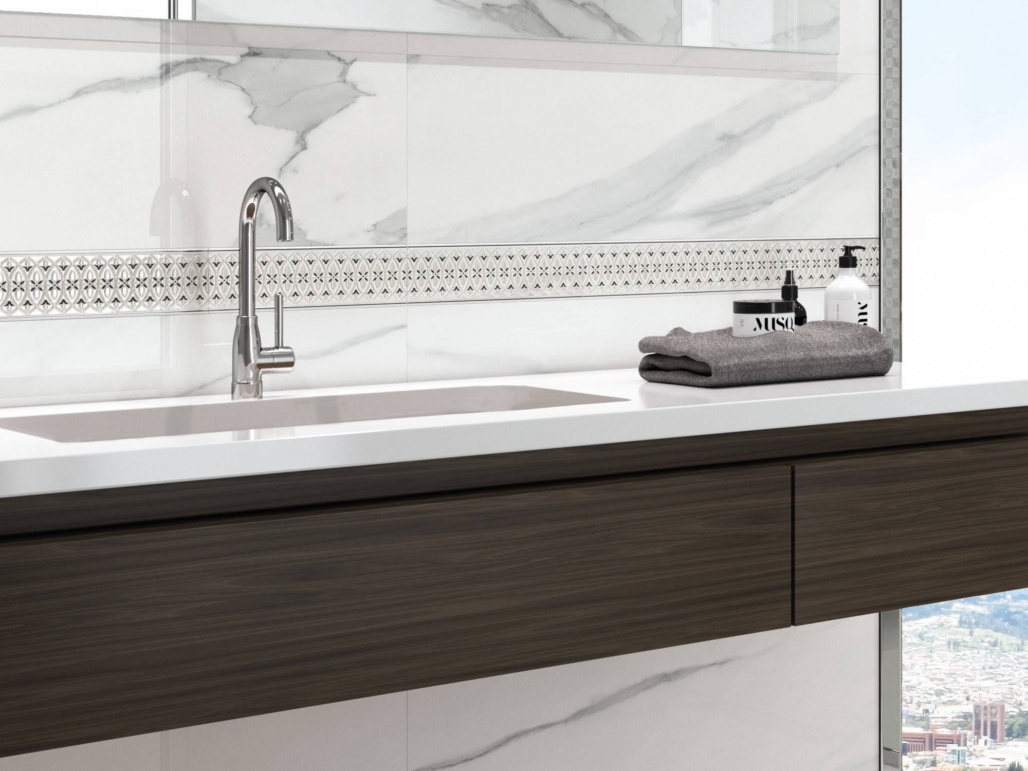 Carrelage Frise Décorative Listel Brillant Statuary - ARGENT - 8 x 25 ...