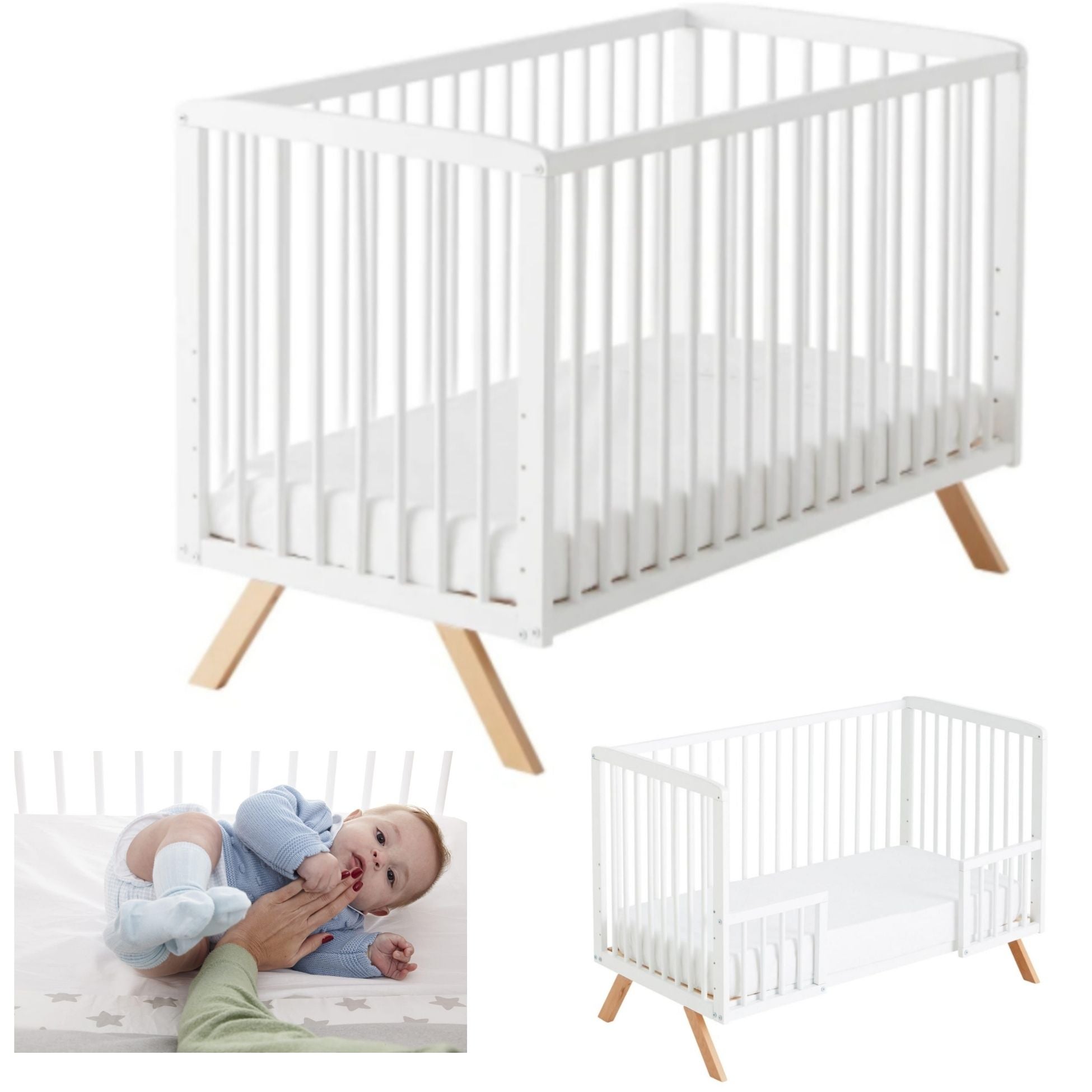 Lit bébé évolutif Nuru. Inclus kit de cododo pour fixer le lit en toute ...