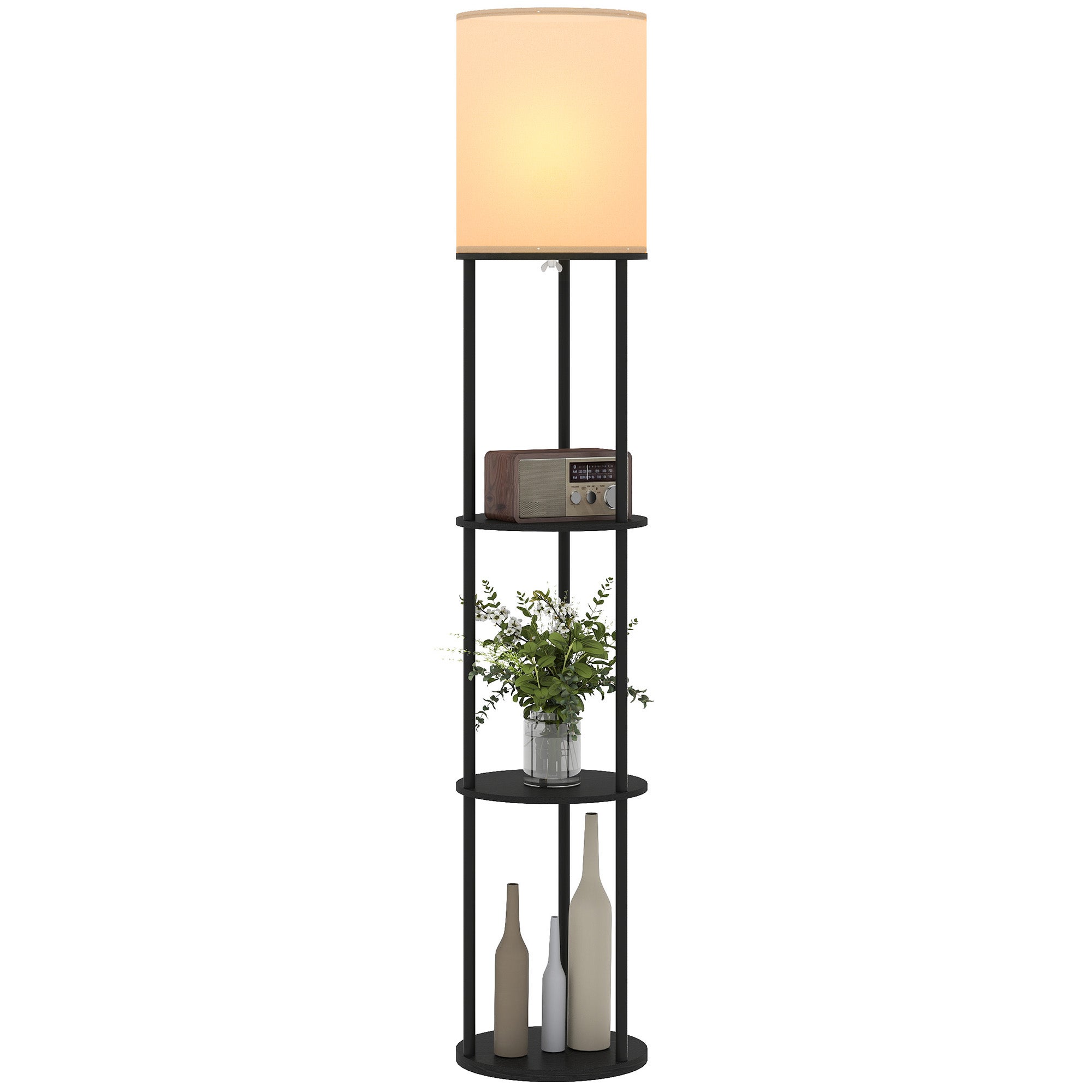 Floor Lamp with Shelves and 3 Color Temperature Remote Control for ...