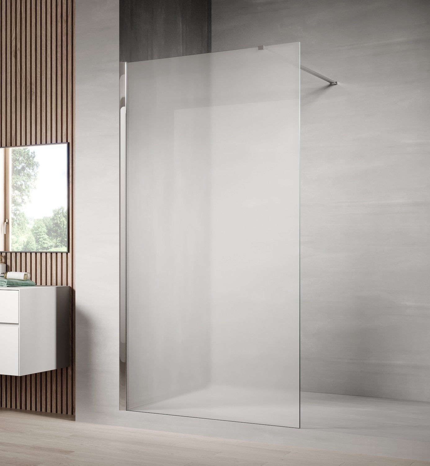 Paroi de Douche Florida - 100 x 200 cm - Chrome - Verre mat - 8 mm ...