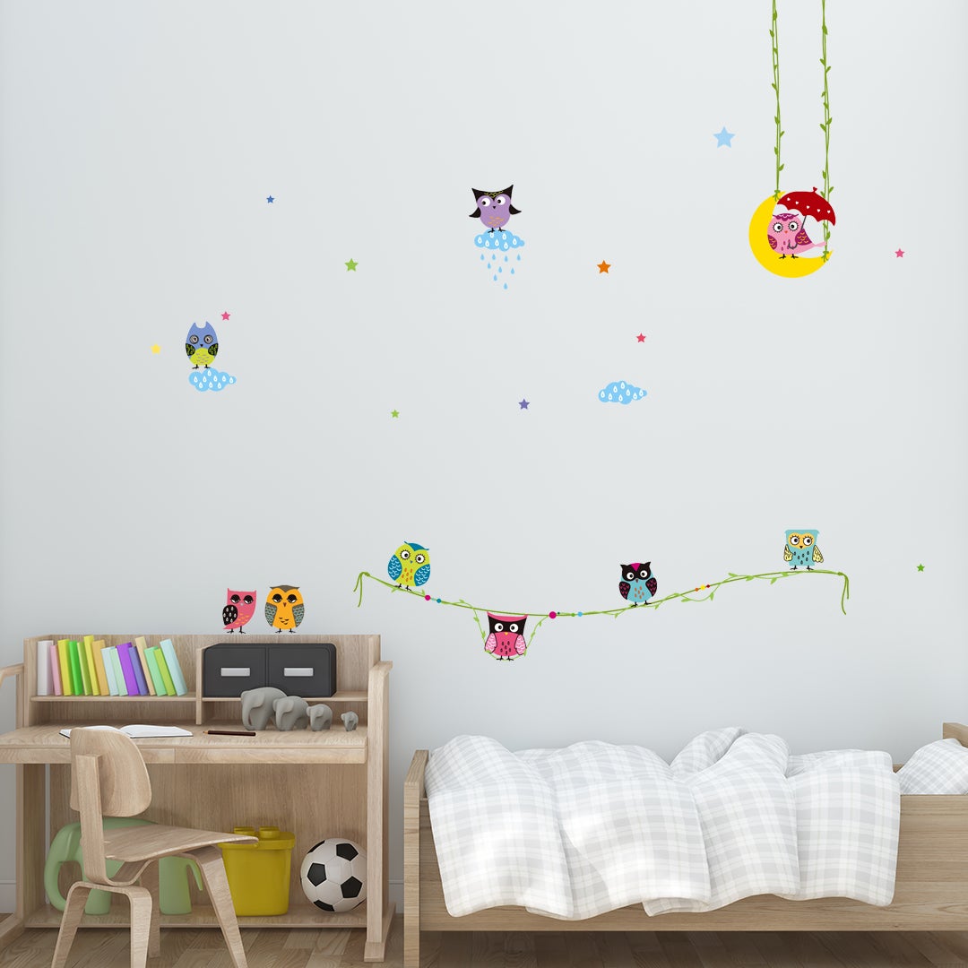 Amigos del búho etiqueta de la pared - adhesivo de pared ...